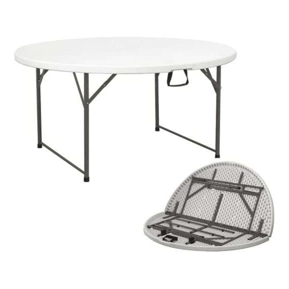 Ontario Furniture Large 5 Foot Round Plastic Resin Folding Table, Steel ...