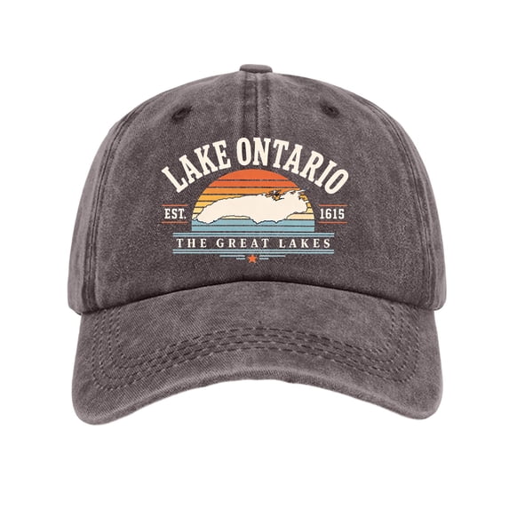 Ontario Lake Baseball Cap Vintage Washed 3D Embroidered Dad Hat ...