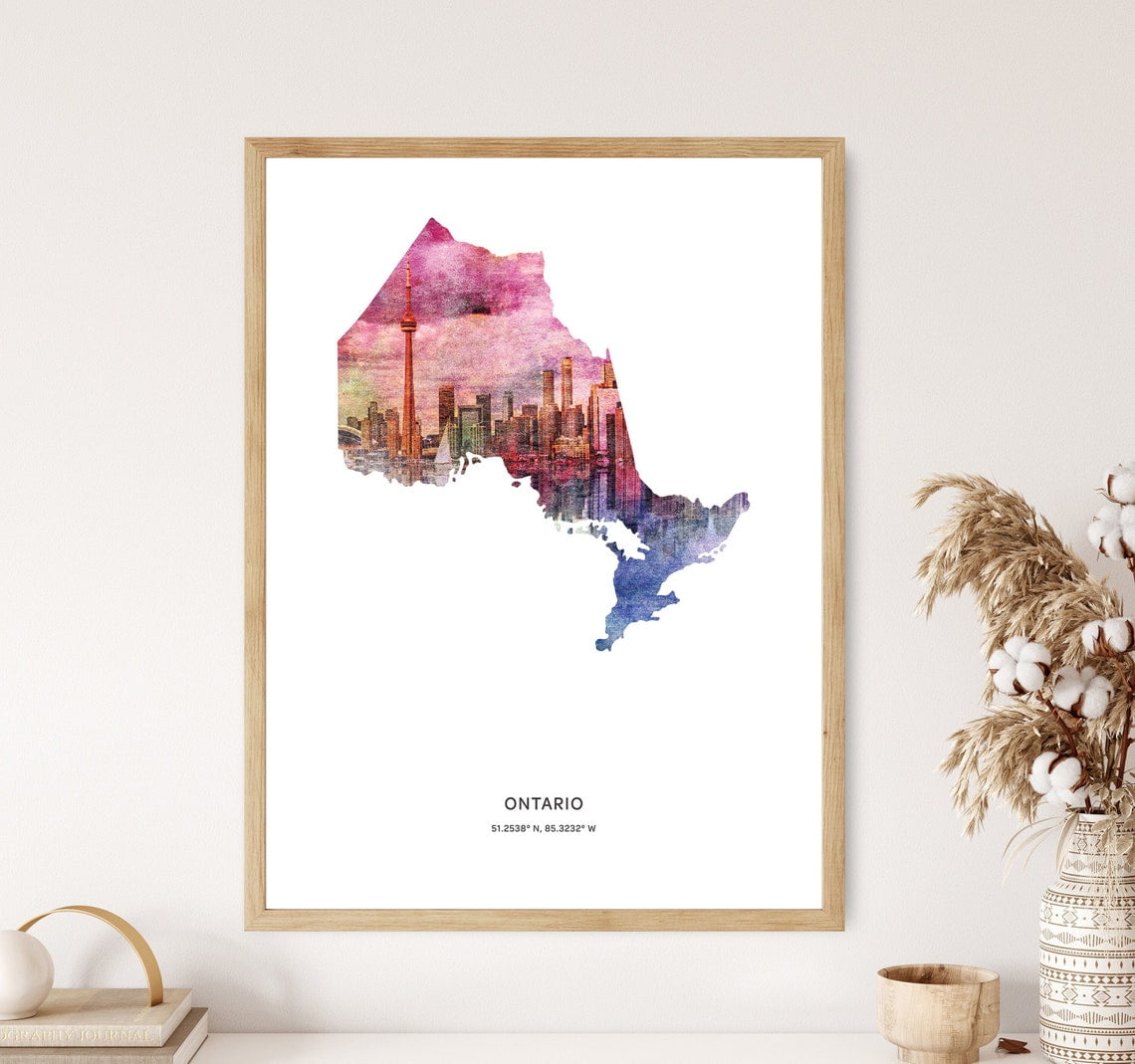 Ontario Print, Ontario Poster, Ontario Map Art, Map Of Ontario UNFRAMED ...