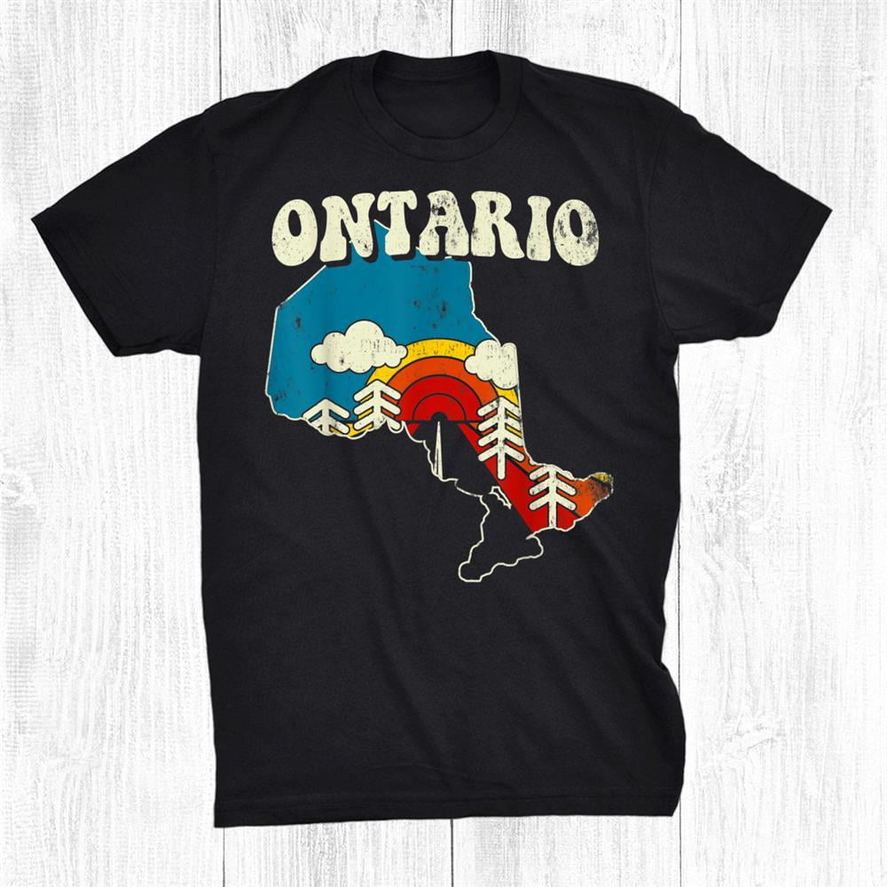 Ontario Vintage Province Rainbow Canada Retro 70s Map Shirt Gift Black ...