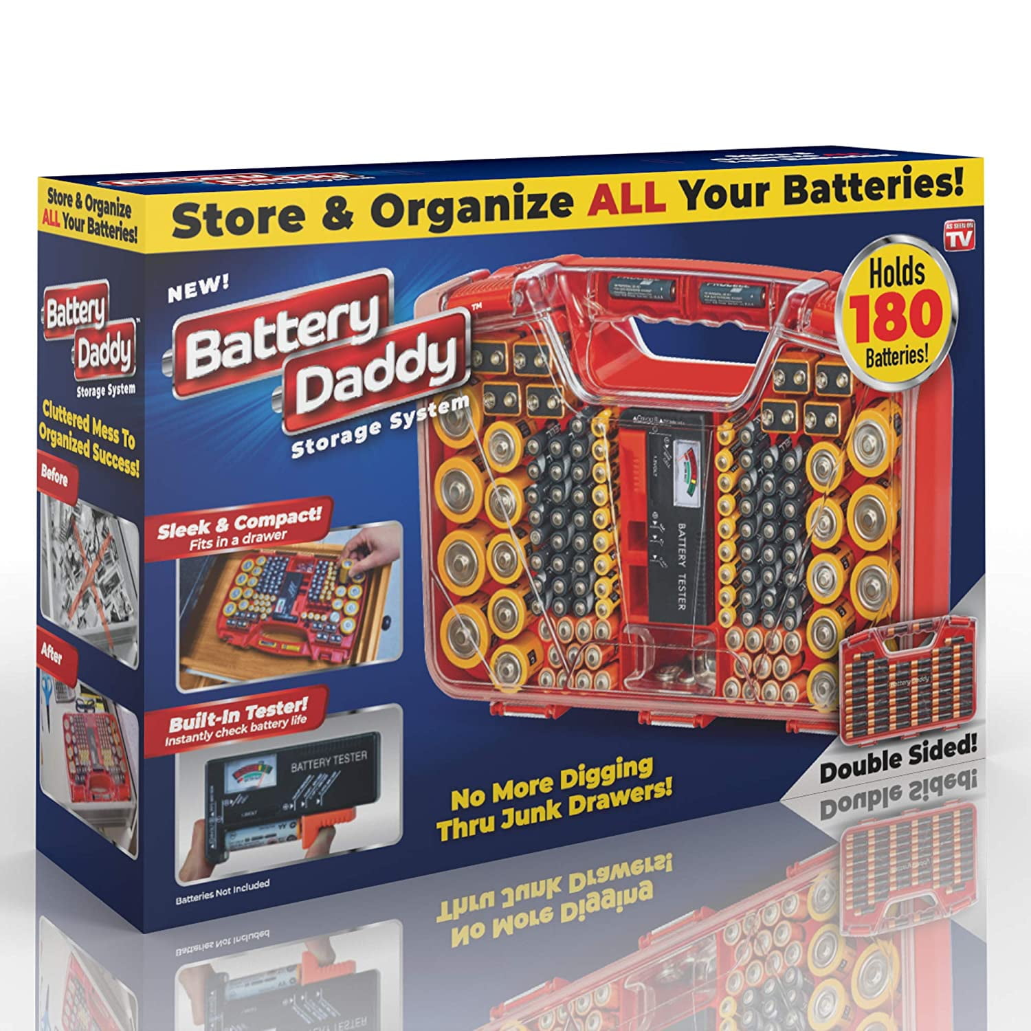 Ontel Battery Daddy 180 Battery Organizer and Storage Case with Tester ...