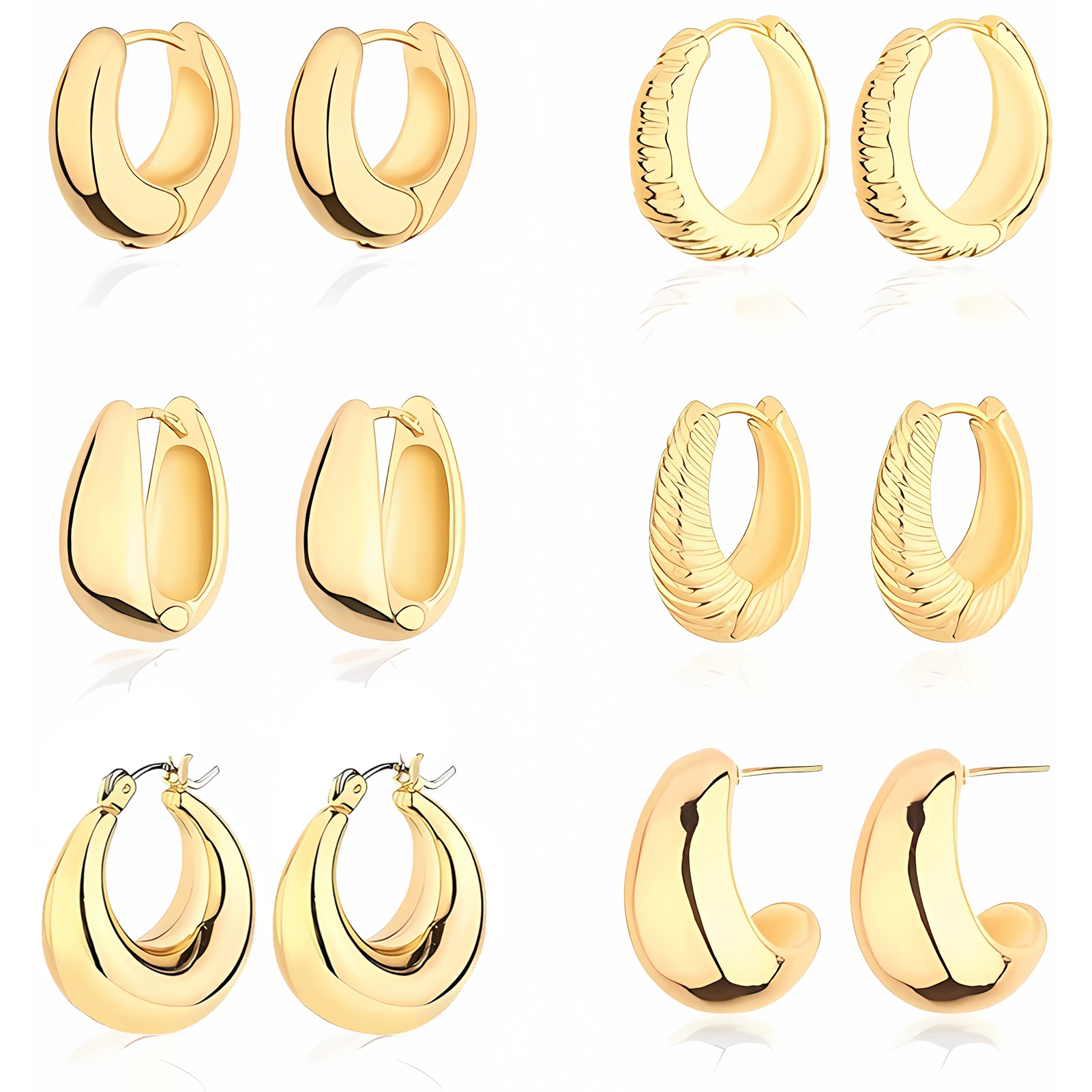 Time and Tru Women's Gold Tone Graduated Hoop Earring Set, 3-Piece ...