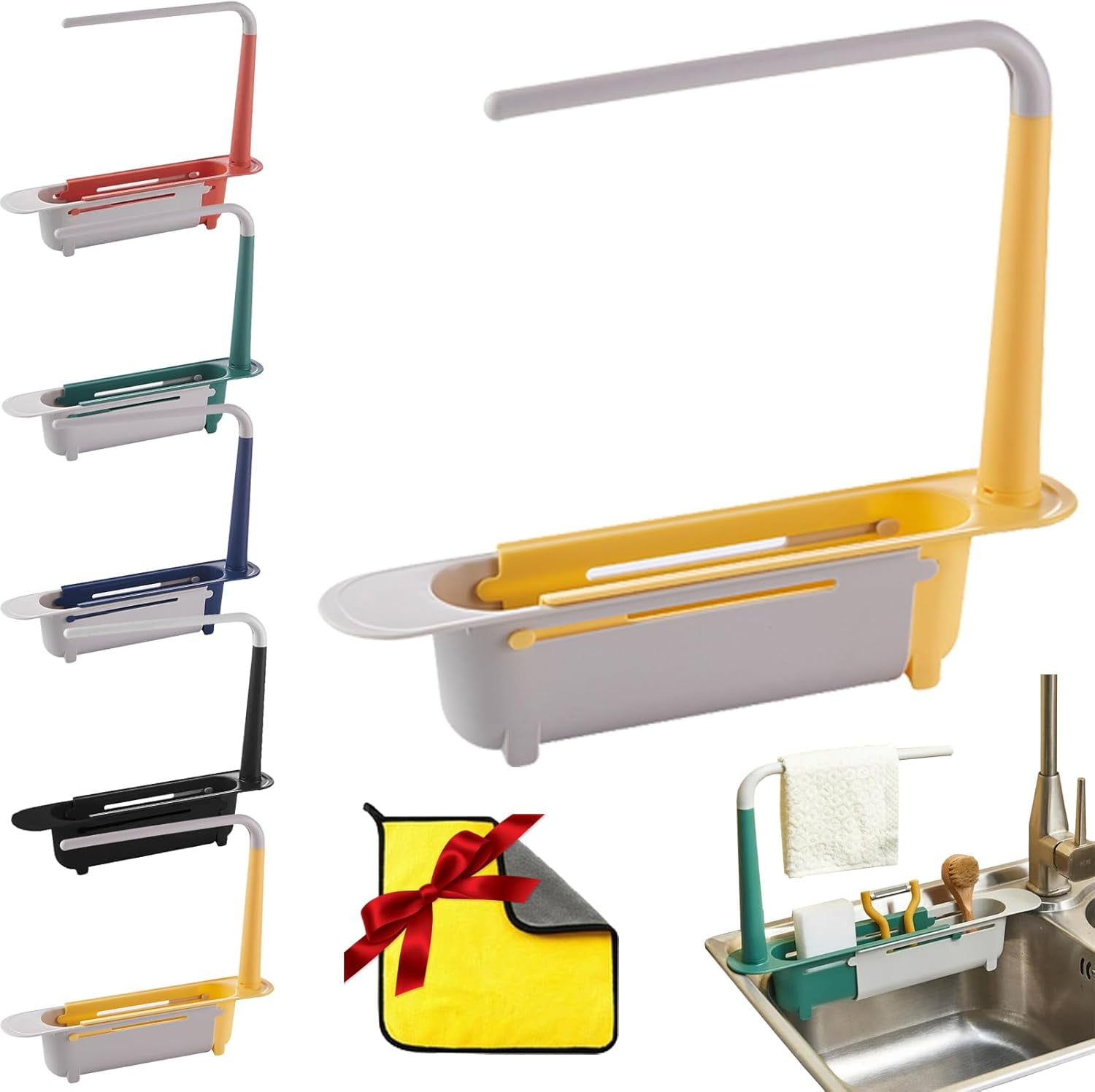 Onwddarefy Sink Storage Rack Telescopic, Sink Storage Organizer for ...