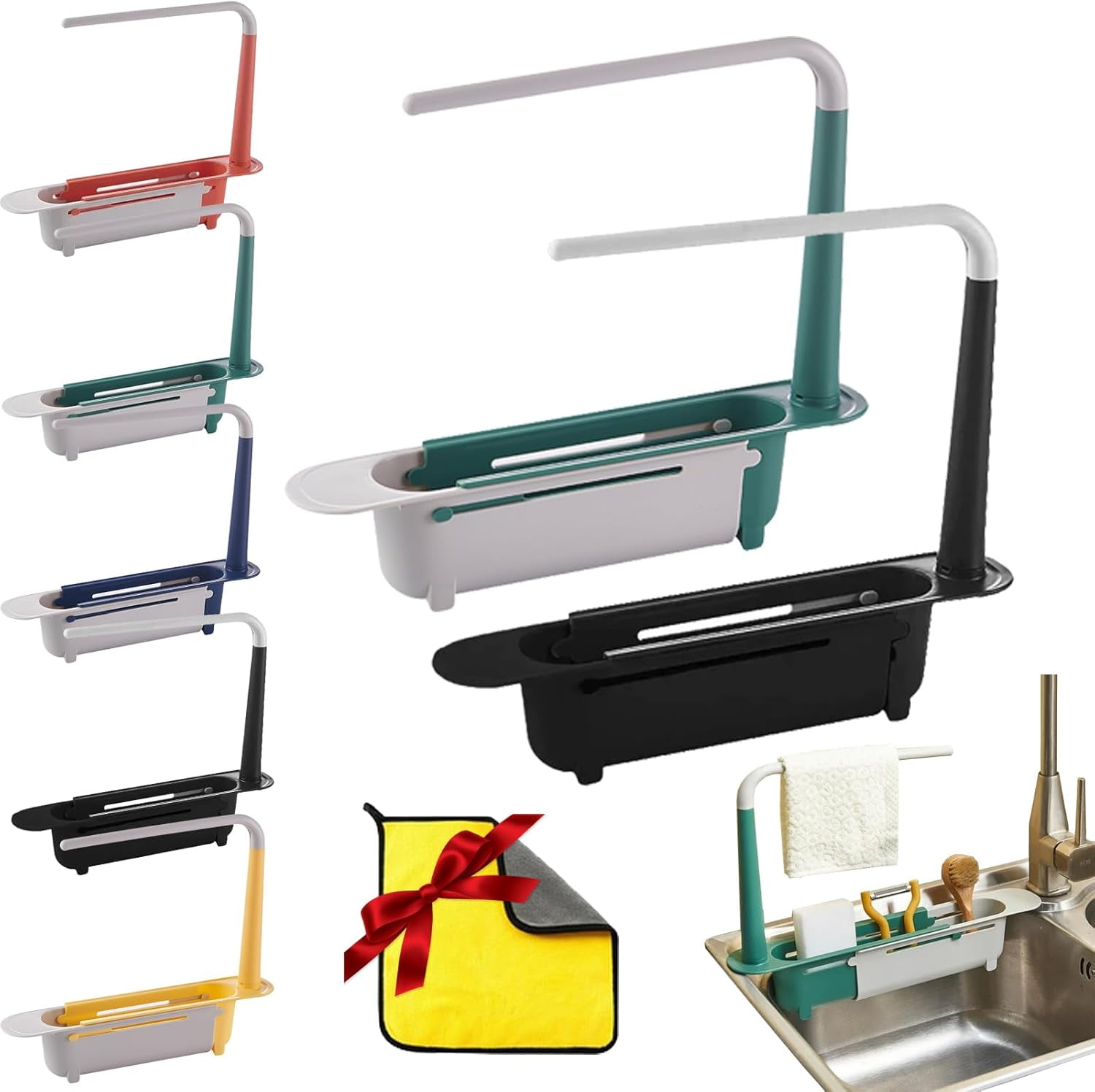 Onwddarefy Sink Storage Rack Telescopic, Sink Storage Organizer for ...