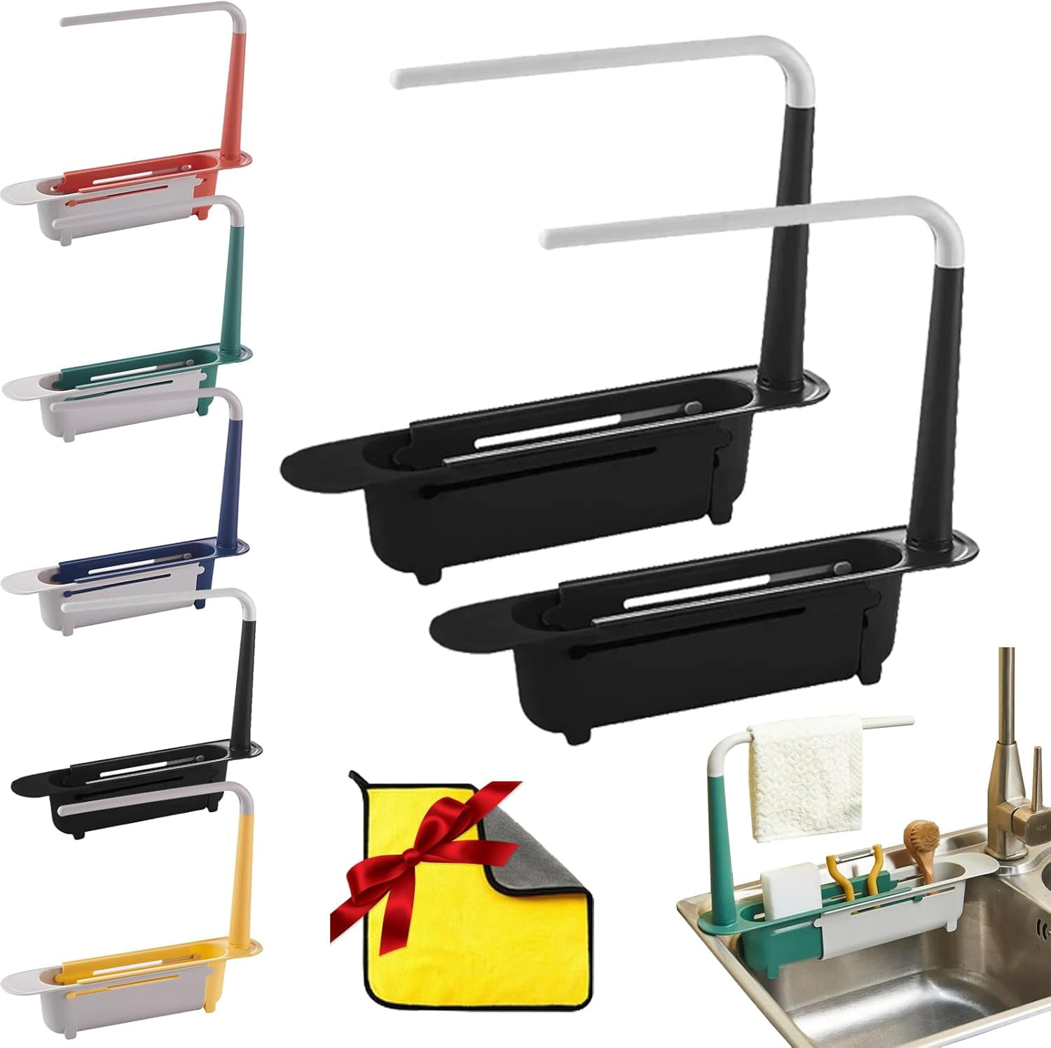 Onwddarefy Sink Storage Rack Telescopic, Sink Storage Organizer for ...