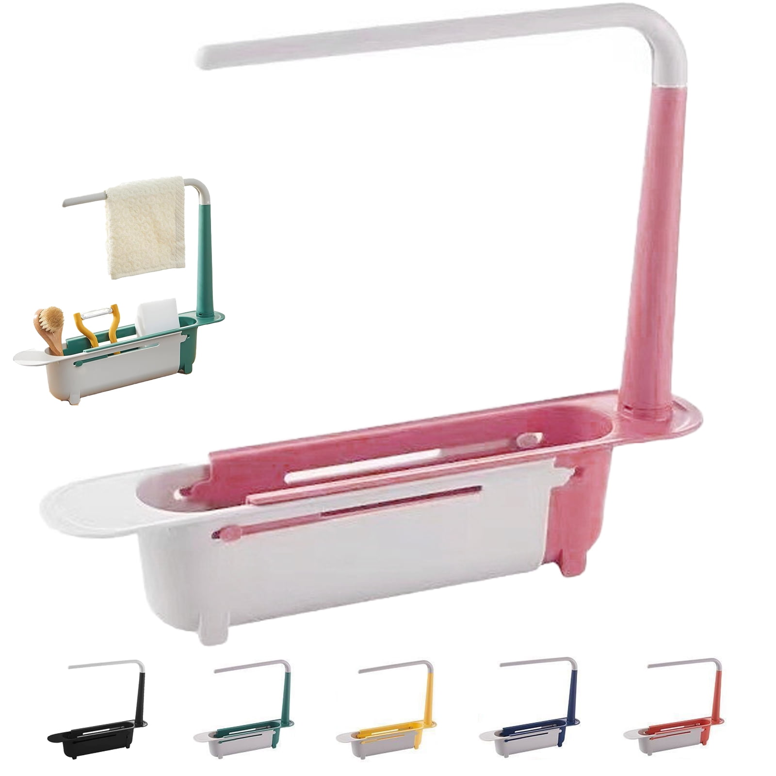 Onwddarefy Sink Storage Rack, Telescopic Sink Storage Rack Holder for ...