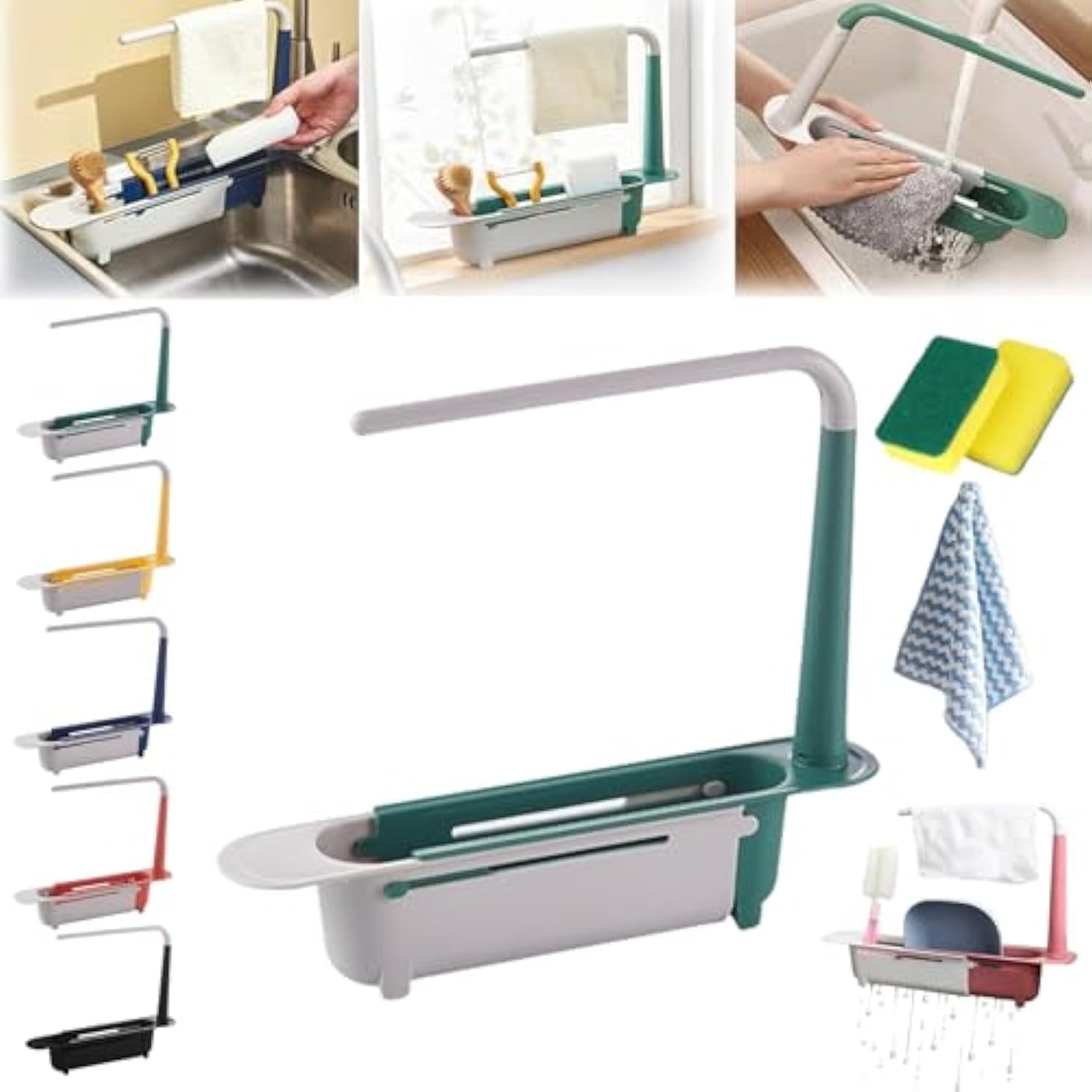Onwddarefy Sink Storage Rack, Updated Telescopic Sink Storage Rack ...