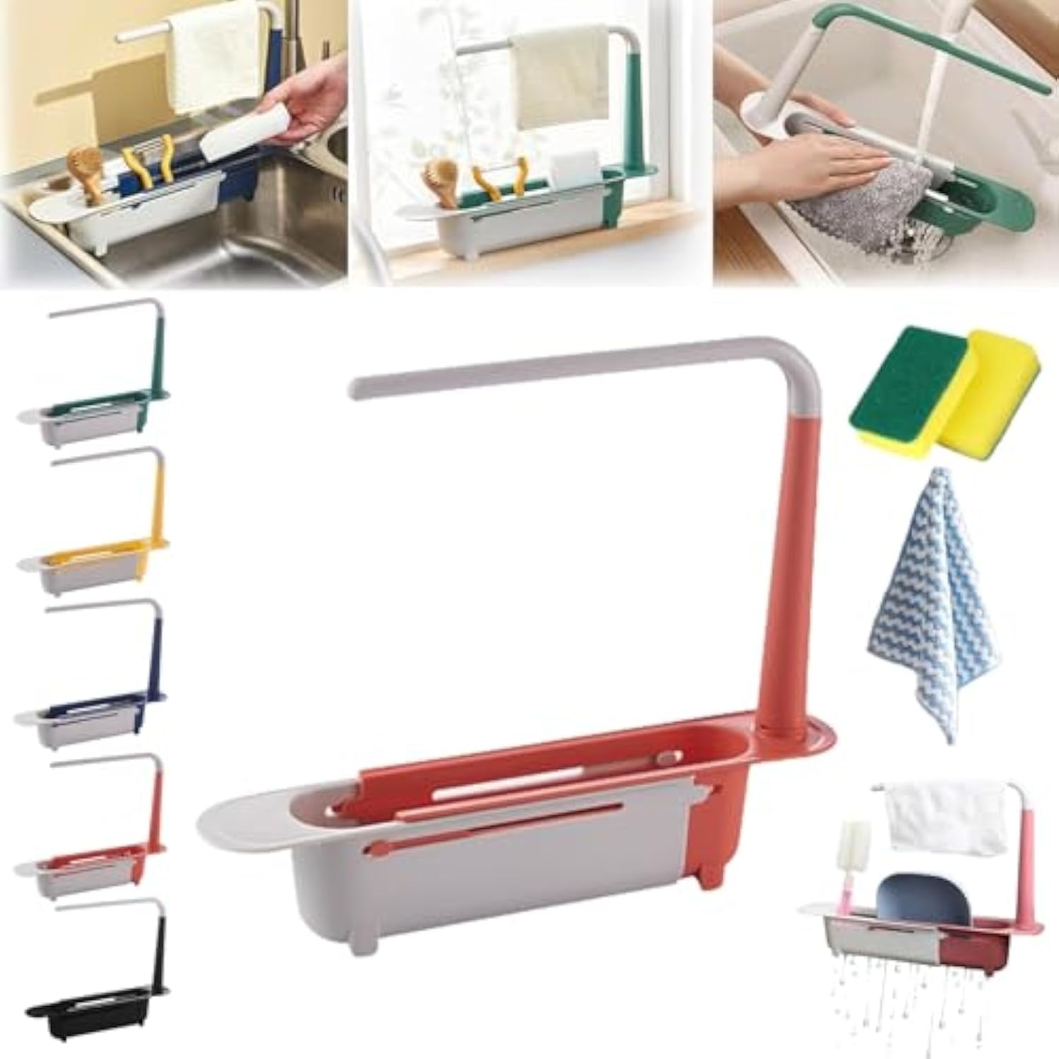 Onwddarefy Sink Storage Rack, Updated Telescopic Sink Storage Rack ...