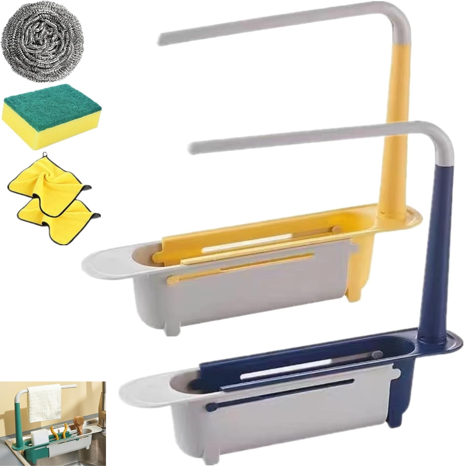 Onwddarefy Sink Storage Rack, Updated Telescopic Sink Storage Rack ...