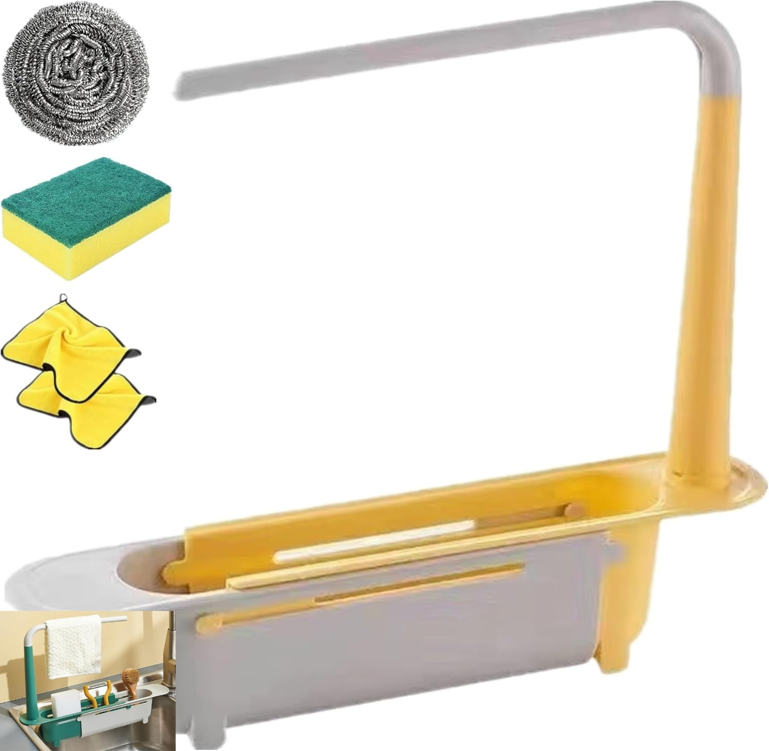 Onwddarefy Sink Storage Rack, Updated Telescopic Sink Storage Rack ...