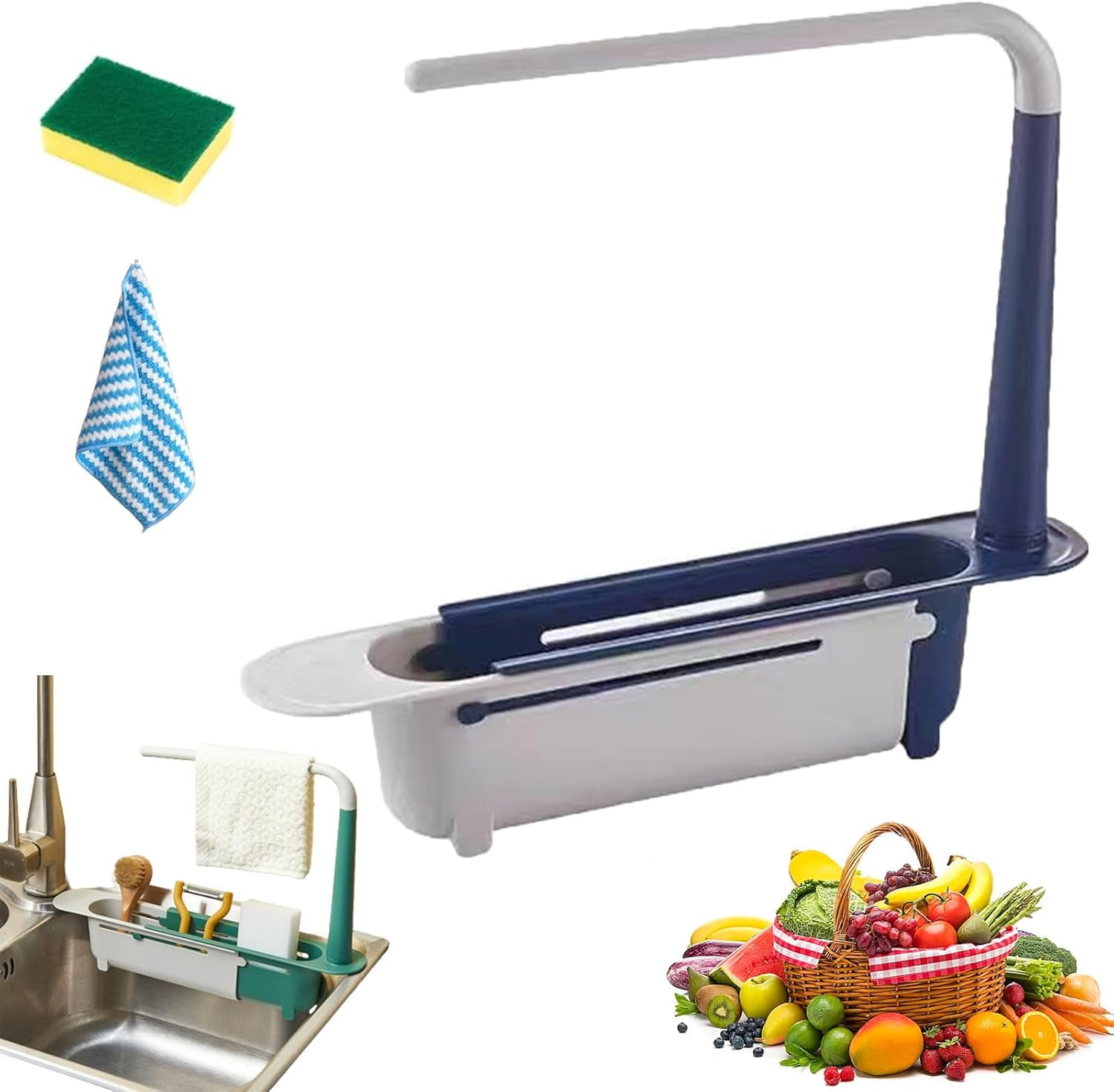 Onwddarefy Updated Telescopic Sink Storage Rack, Adjustable Kitchen ...