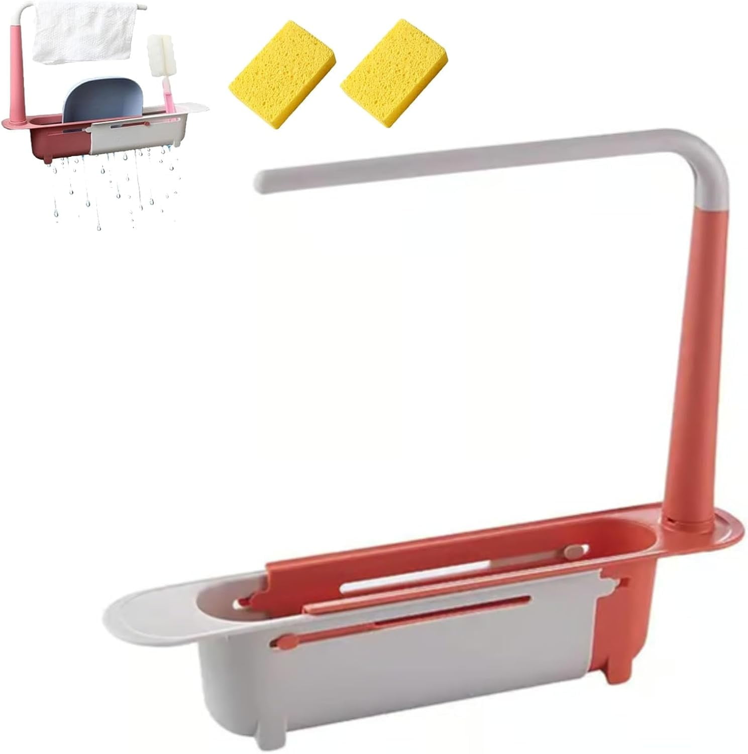 Onwddarefy Updated Telescopic Sink Storage Rack Adjustable, Prosperousk ...