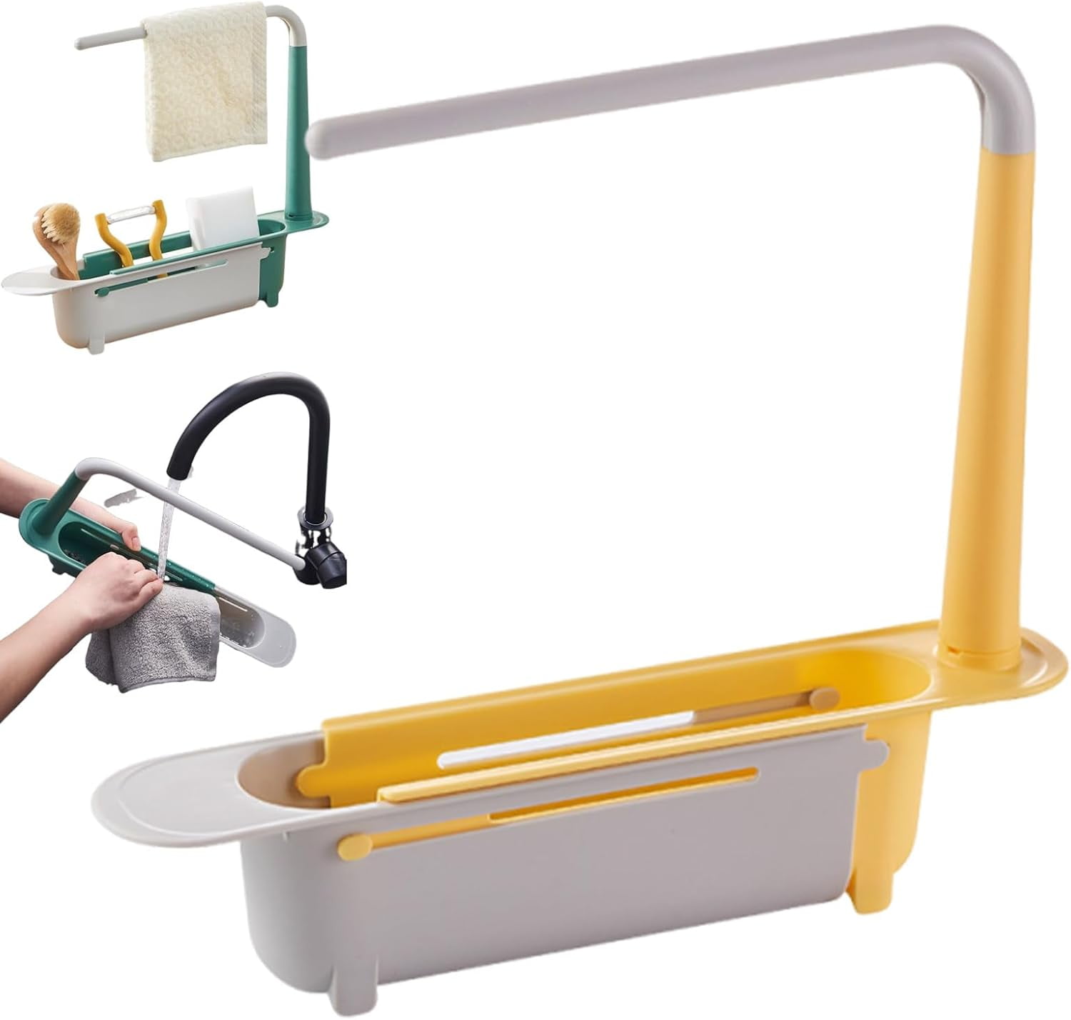 Onwddarefy Updated Telescopic Sink Storage Rack, Telescopic Sink Rack ...