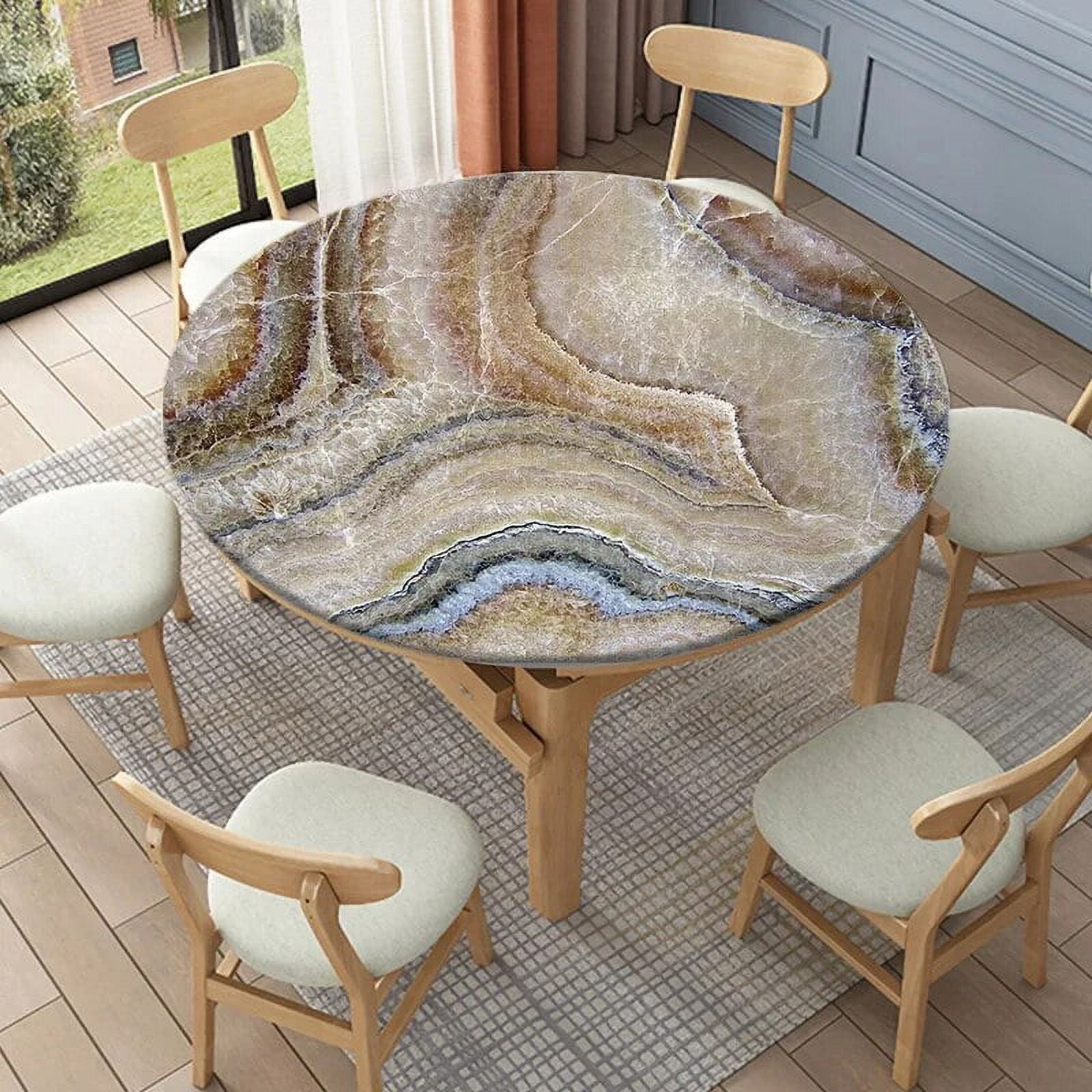 Onyx Marble Round Tablecloth Elastic Edged Polyester Fitted Table ...