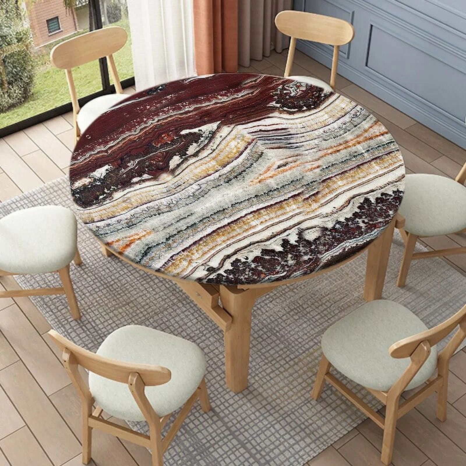 Onyx Marble Round Tablecloth Elastic Edged Polyester Fitted Table ...