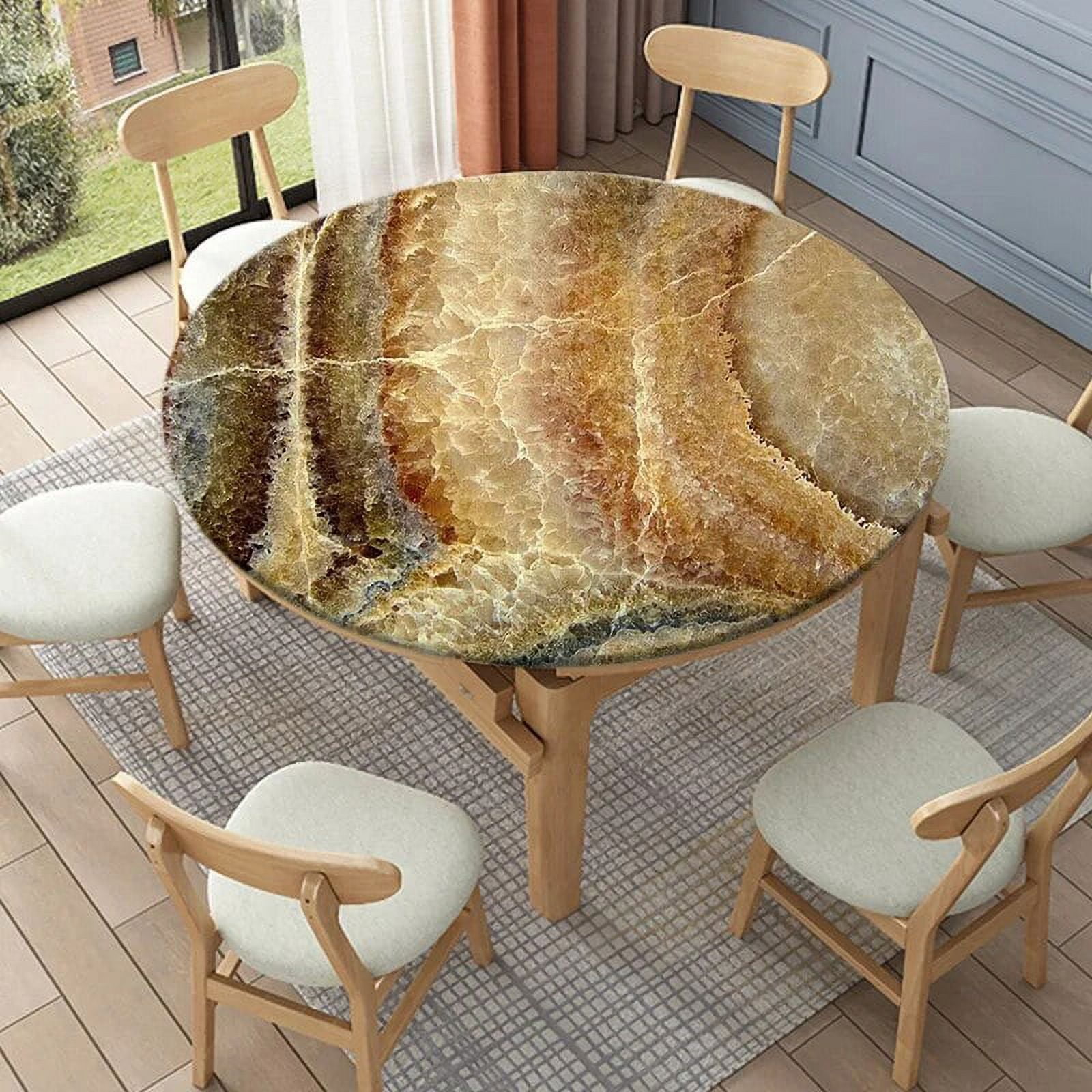 Onyx Marble Round Tablecloth Elastic Edged Polyester Fitted Table ...