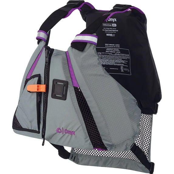 Onyx MoveVent Paddle Sports Life Jacket, Purple Grey, Mesh Ventilation ...
