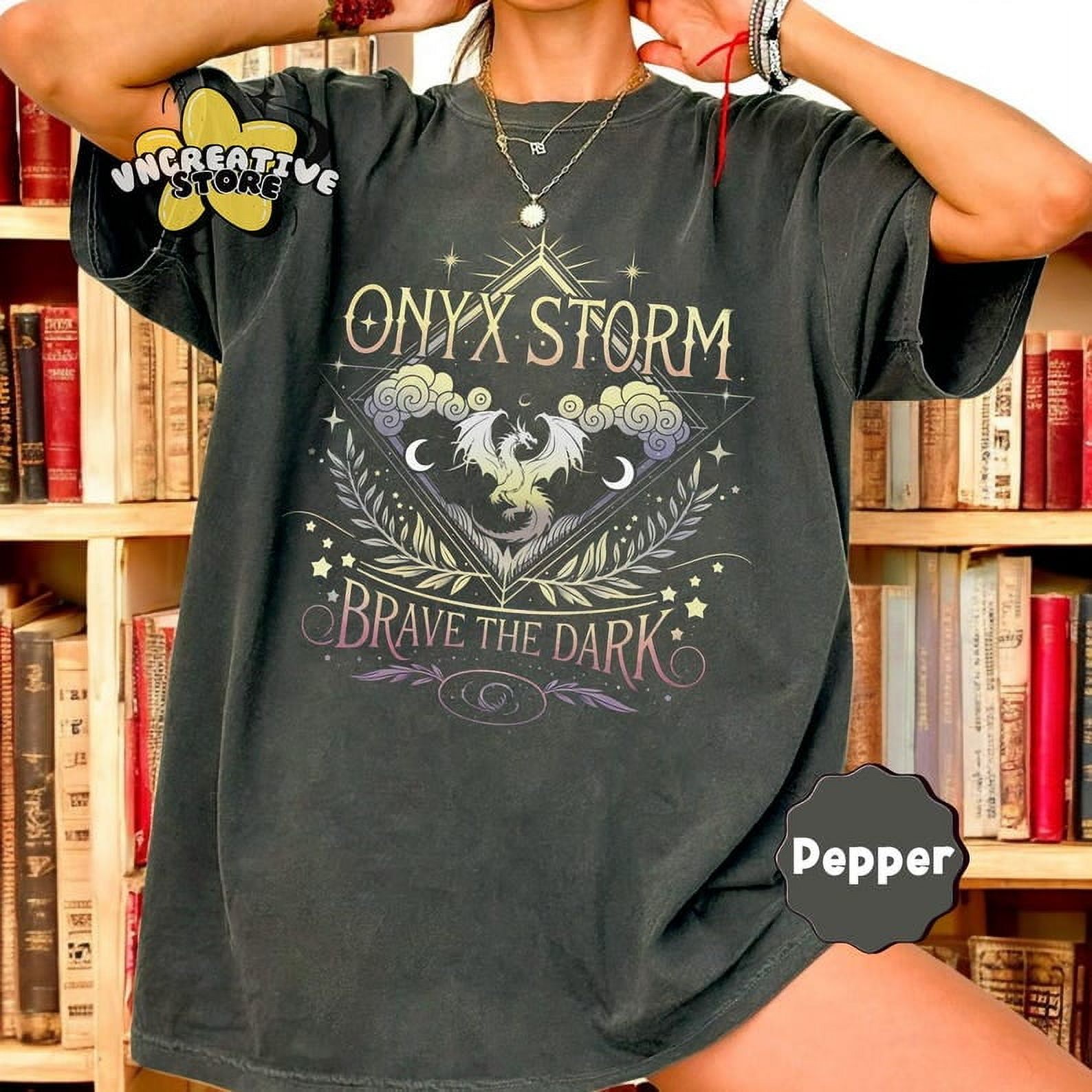 Onyx Storm Brave The Dark Comfort Color Shirt, Book Lovers, Fourth Wing Series, Basgiath War ...