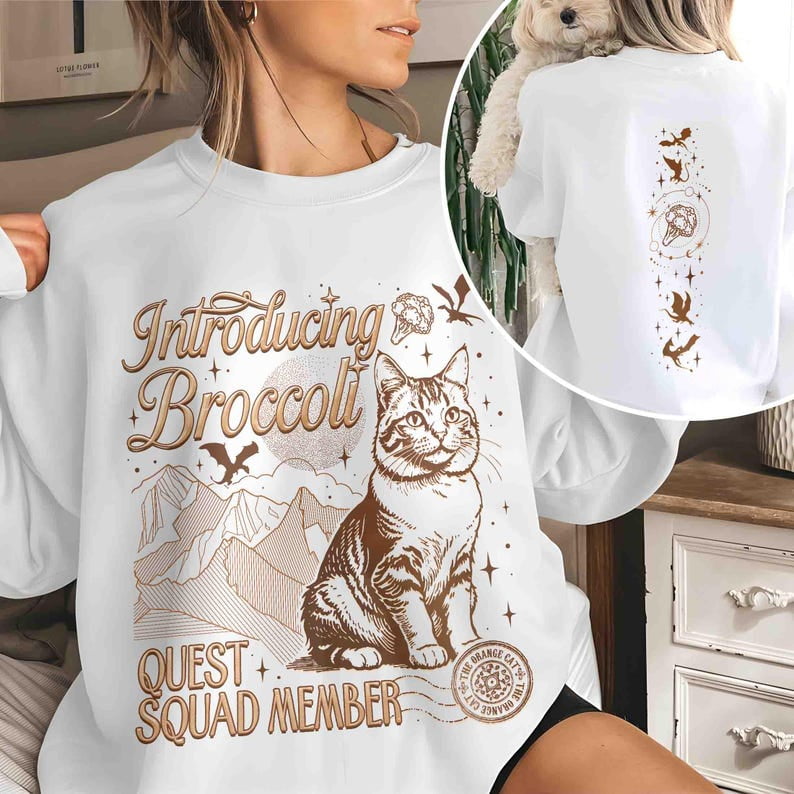 Onyx Storm Broccoli Cat Sweatshirt, The Quest Squad Fourth Wing Series ...