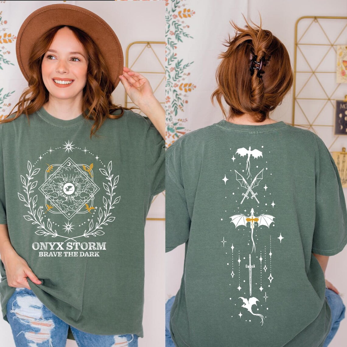 Onyx Storm Shirt, Brave The Dark Tee, Fantasy Dragon Sword Shirt, Dark ...