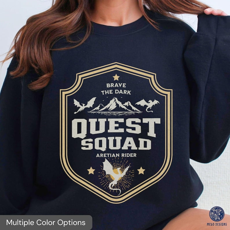 Onyx Storm Shirt Quest Squad Sweatshirt Badge Fourth Wing Merch Xaden ...