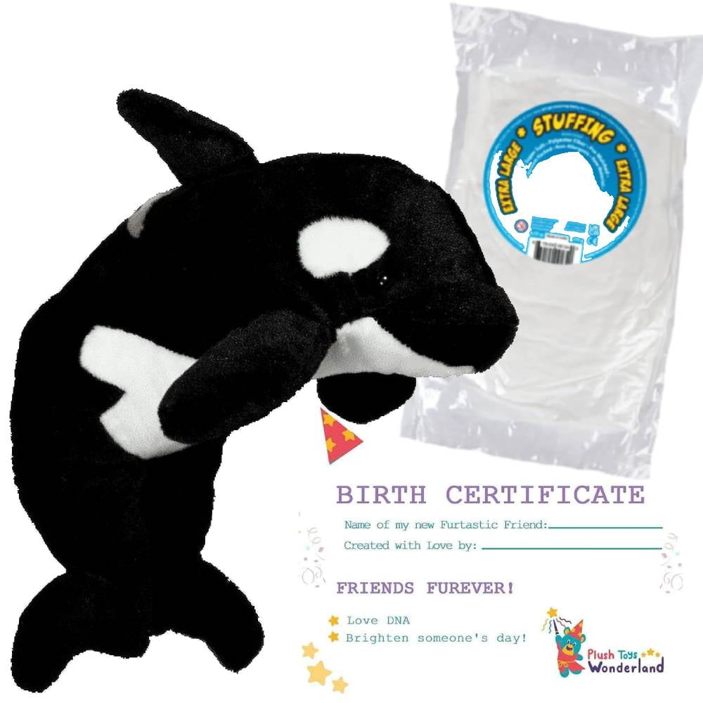 Plush Gear Onyx The Orca DIY Toy Kit with Fiber Stuffing and Birth ...