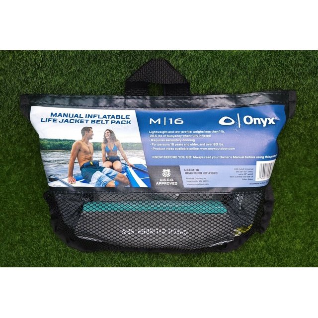 Onyx Unisex Belt Pack Manual Inflatable Life Jacket (PFD) (AQUA ...