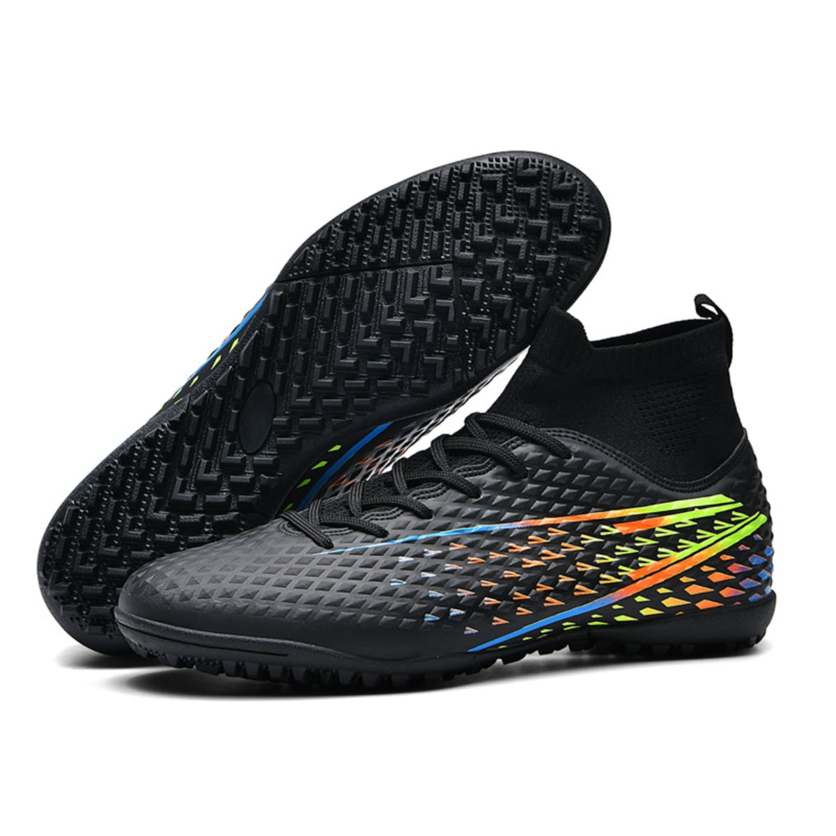 OnyxTrek Men's High Tops Soccer Shoes,Lace-Up Athletic Football Cleats ...
