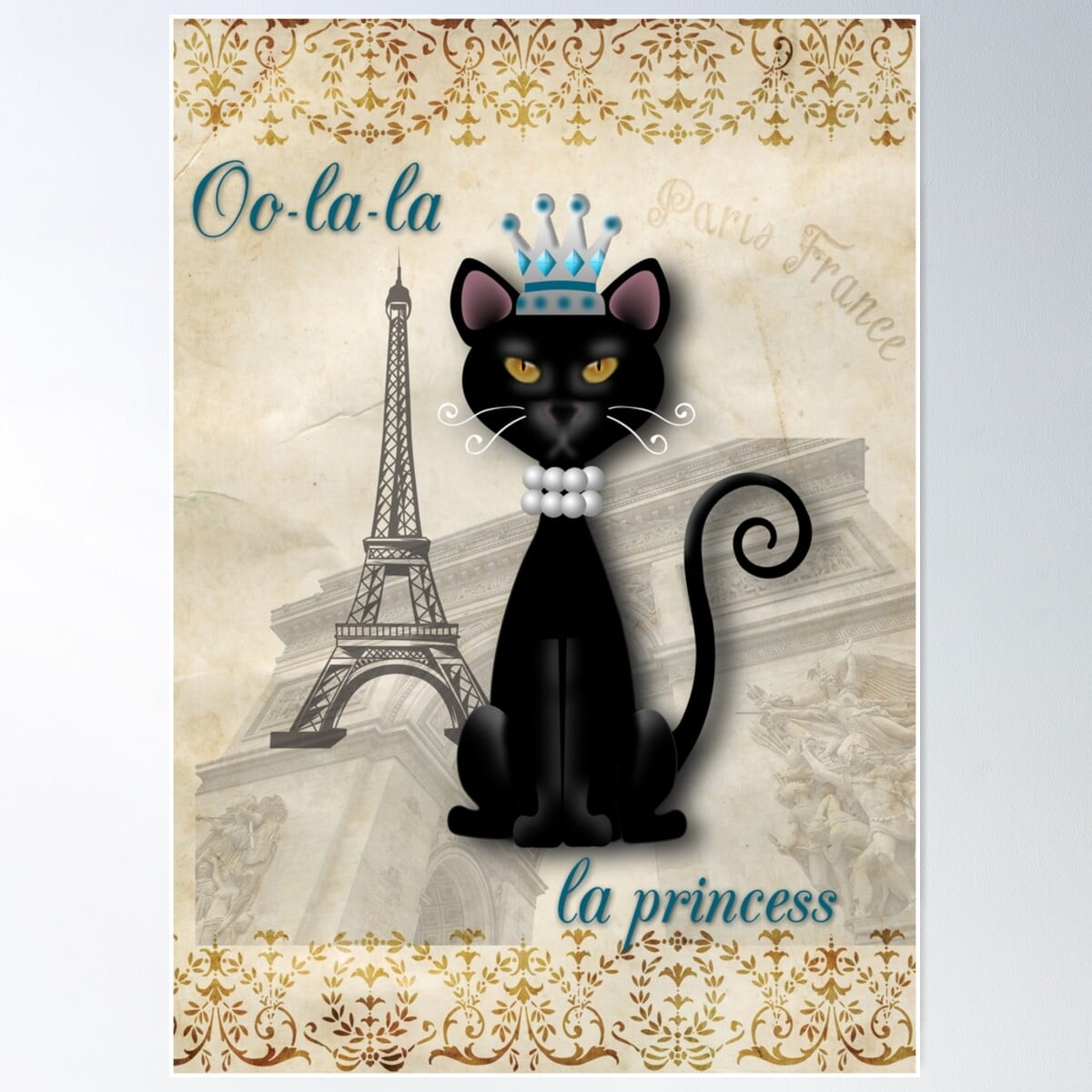 Oo-La-La, The French Princess Kitty Poster Wall Art, Modern Wall Decor ...