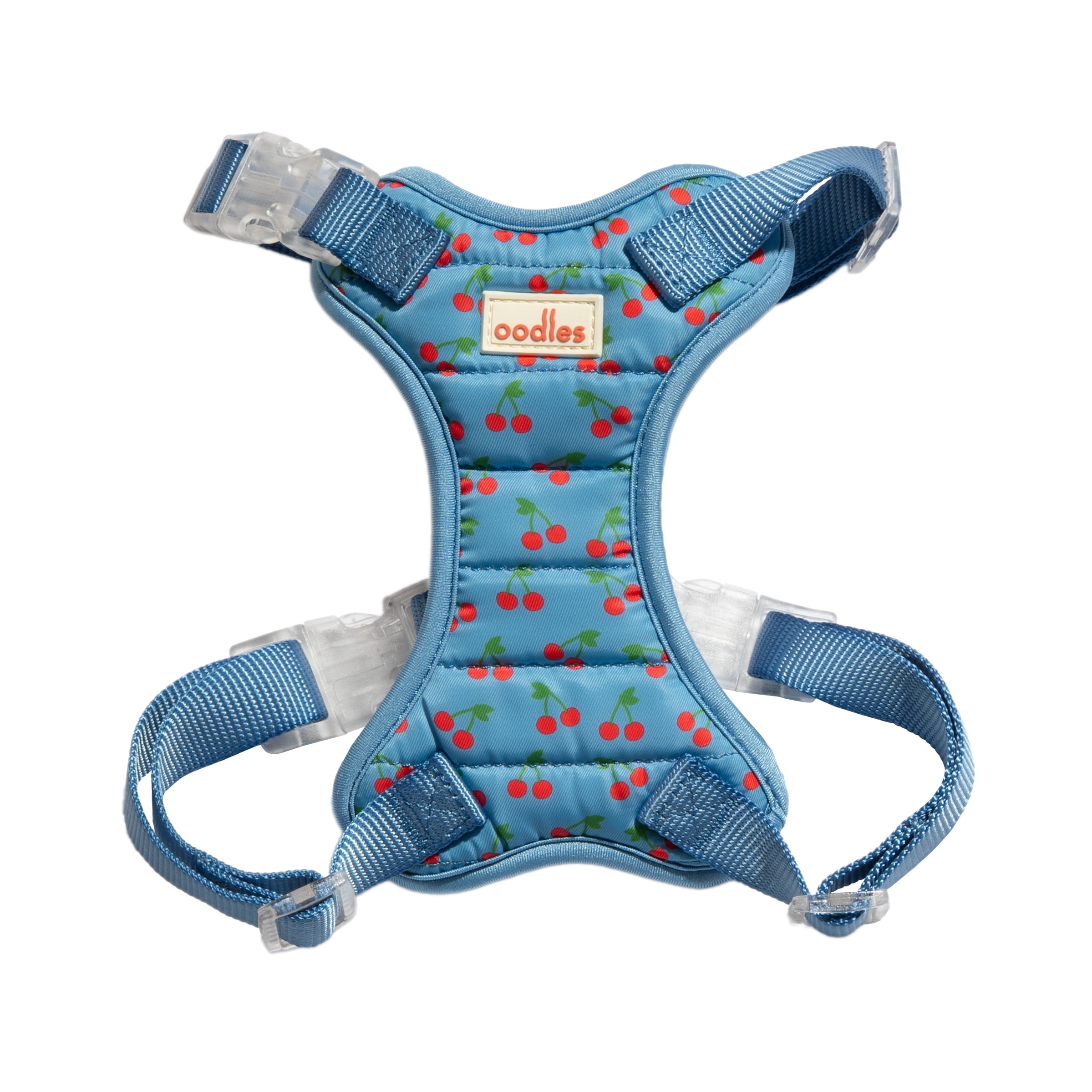 Oodles Blue Tart Cherries Quilted Adjustable Dog Harness, Medium ...