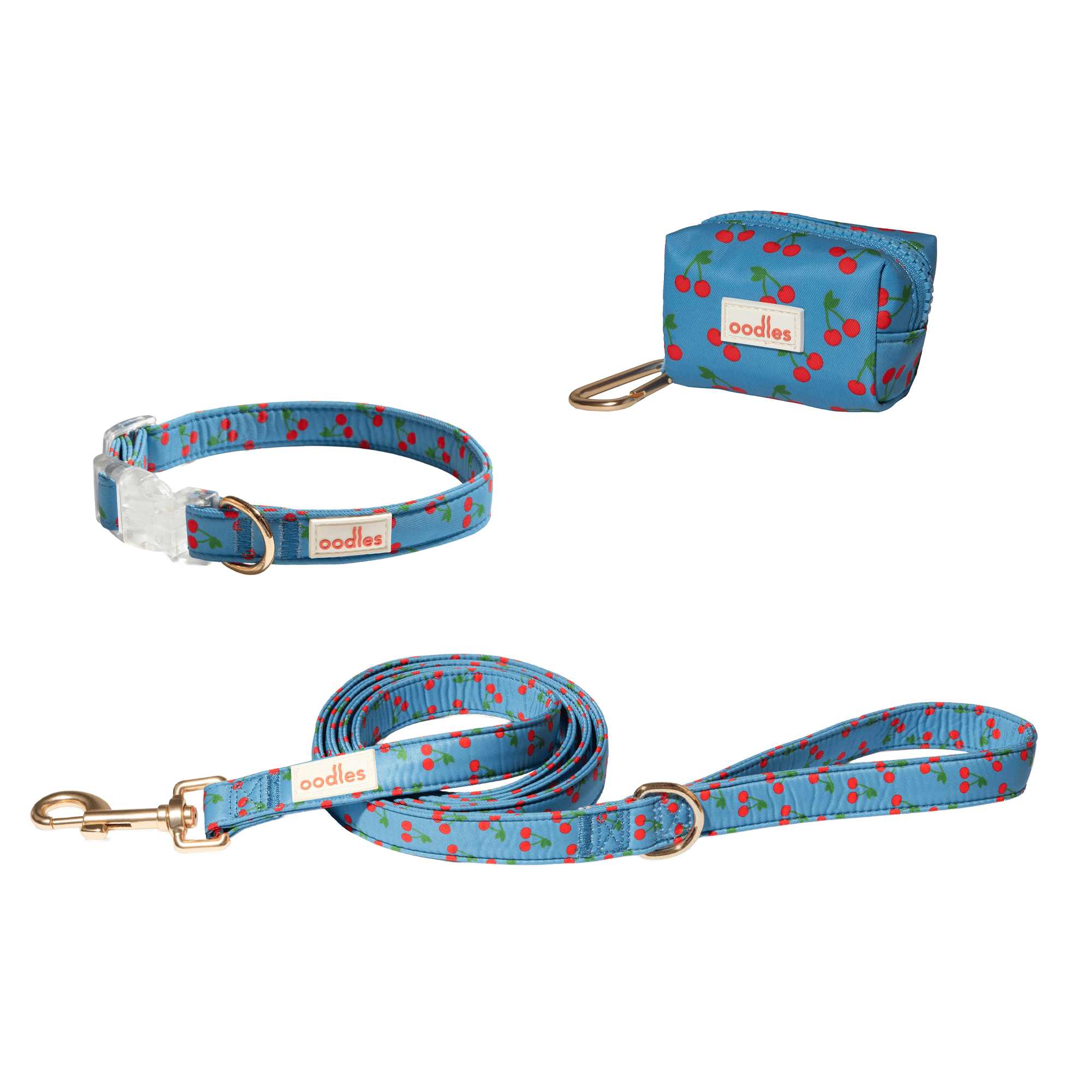 Oodles Blue Tart Cherries Dog Walking 3 Piece Set, Large - Walmart.com