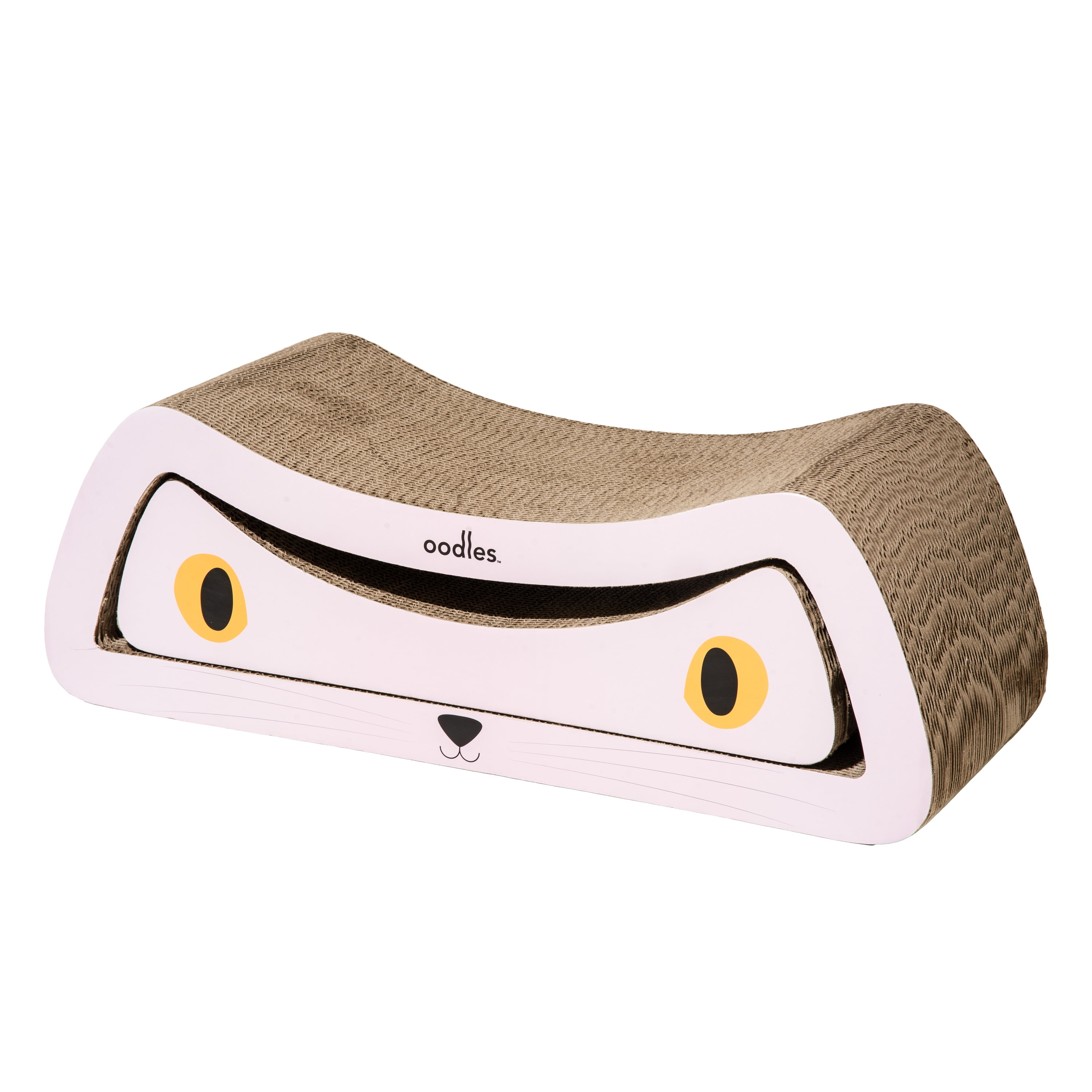 Oodles Durable Corrugated Cardboard Pink Cat Face Dual Cat Scratching ...