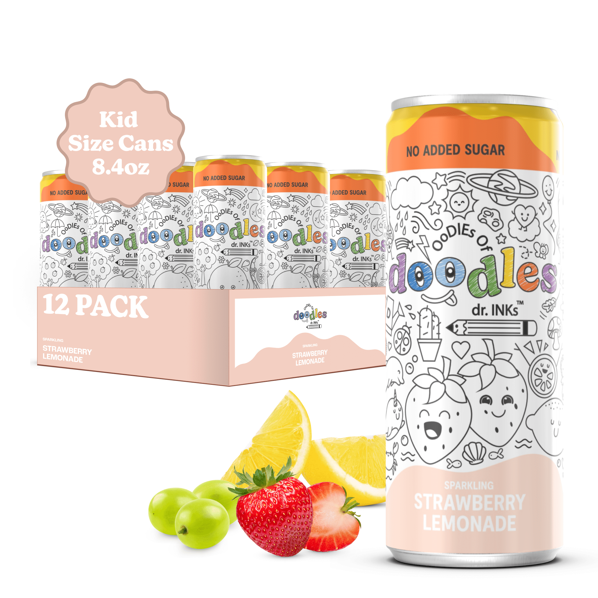 Oodles Of Doodles Sparkling Water, Strawberry Lemonade, Lightly ...