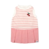 Oodles Pink Striped Cherries Pleated Tennis Spring Dog Dress, XS ...