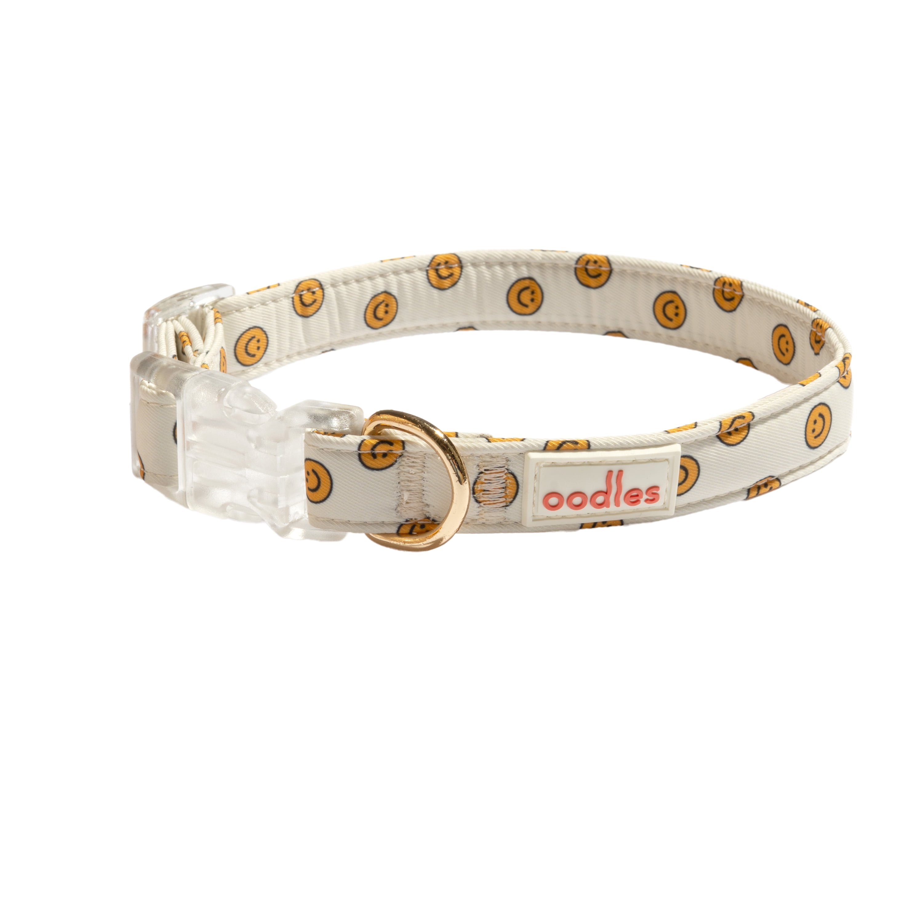 Oodles Tan Smiley Faces Adjustable Fashion Dog Collar, Small - Walmart.com