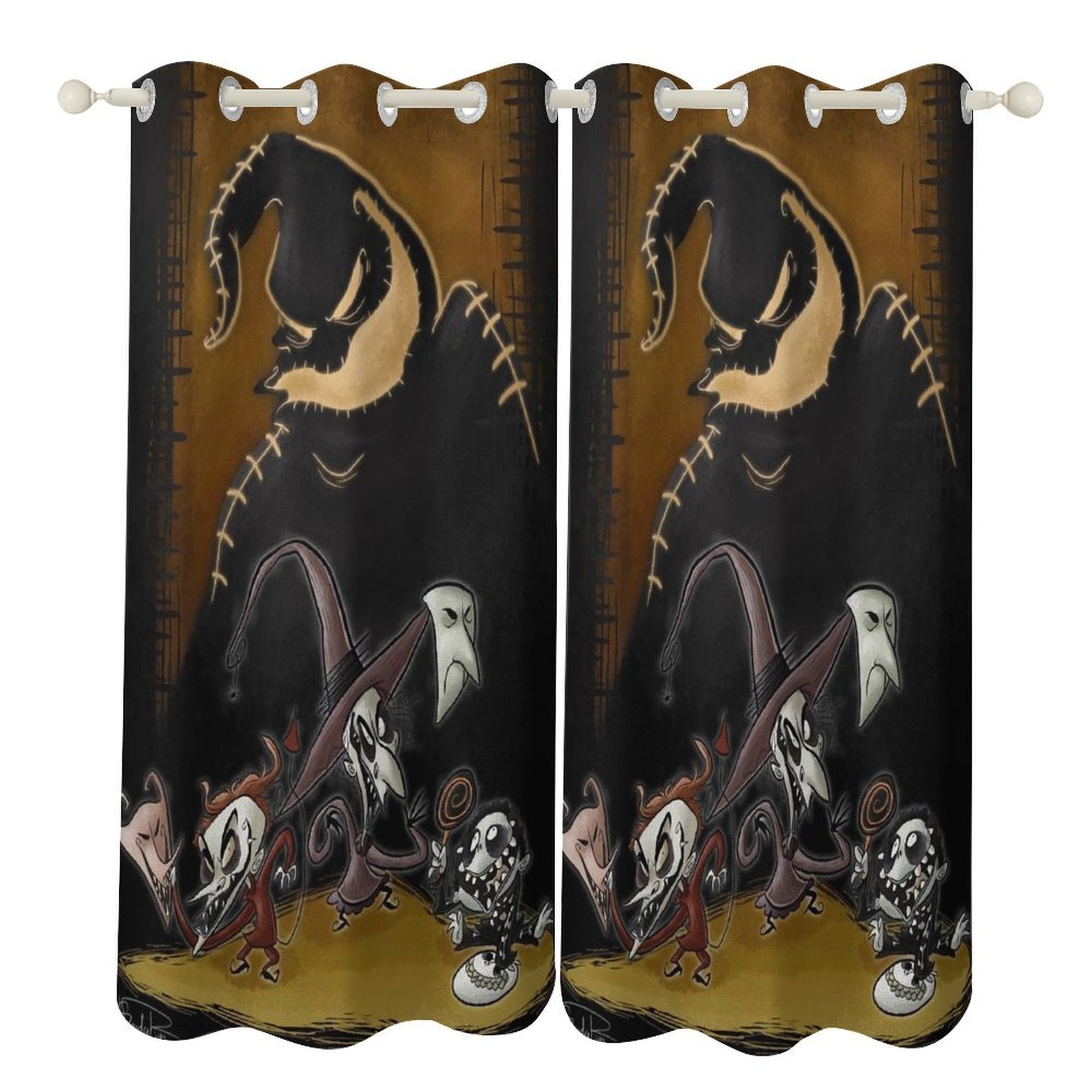Oogie Boogie Curtains Perforated Halloween Pattern Window Blackout ...