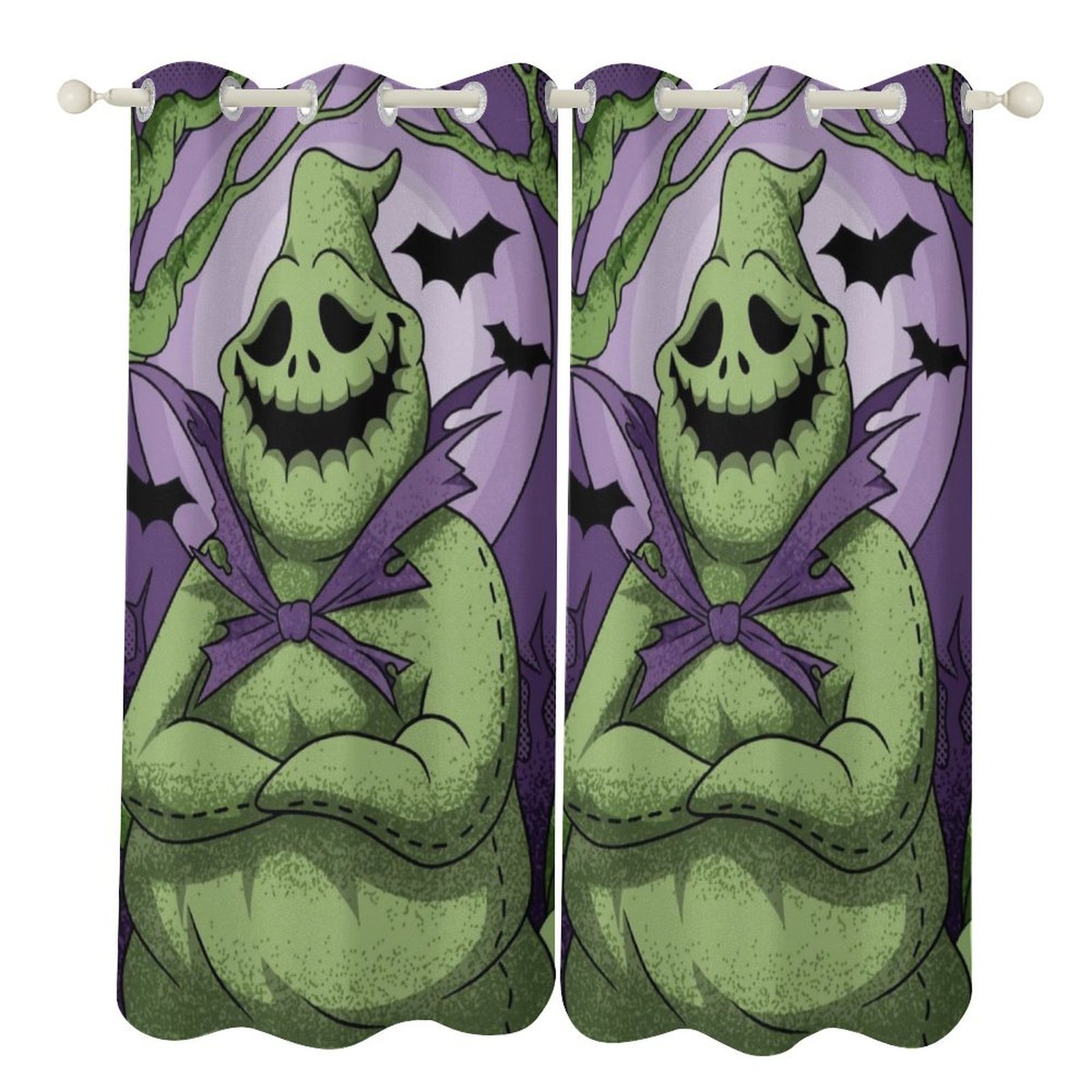 Oogie Boogie Curtains Perforated Halloween Pattern Window Blackout ...