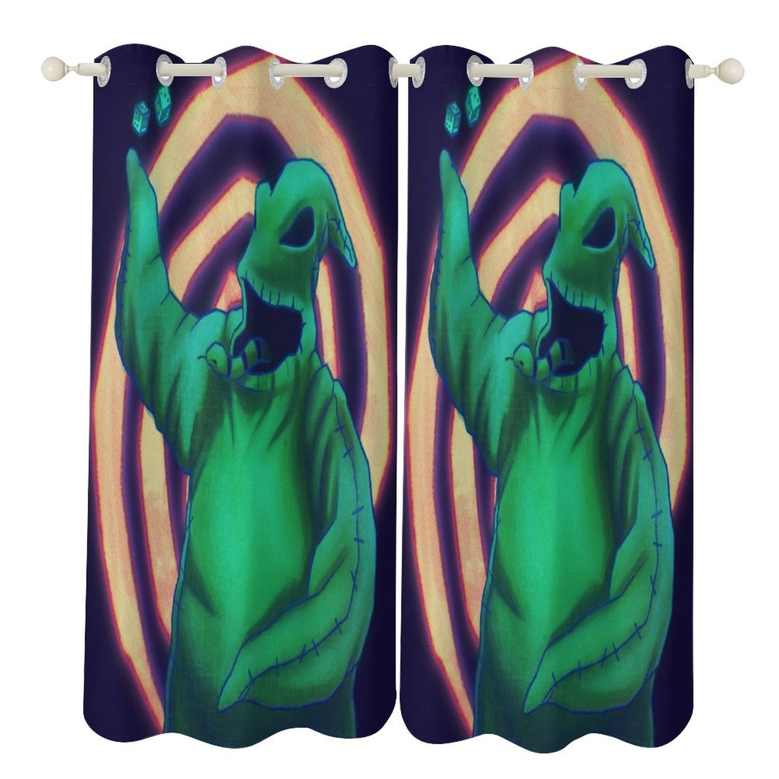 Oogie Boogie Curtains Perforated Halloween Pattern Window Blackout ...