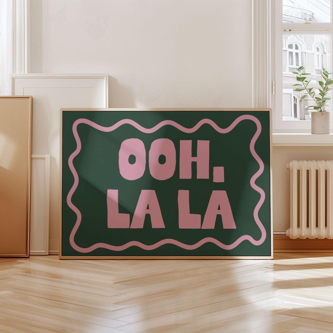 Ooh Lala Art Poster, Pink And Green Home Decor Poster, Living Room Wall ...
