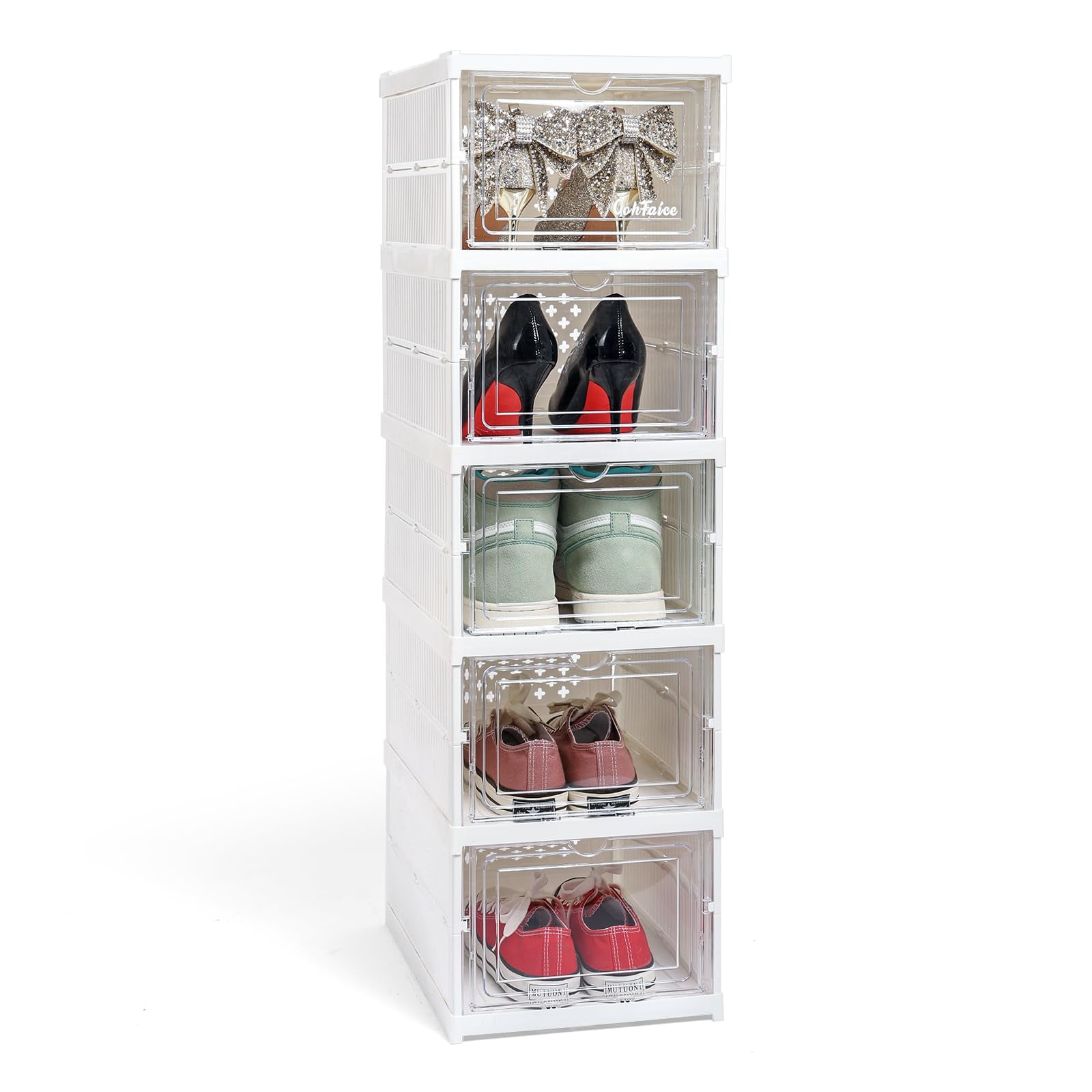 OohFaice 5-Tier Corner Shoe Rack Storage Organizer, Narrow Shoe Shelf ...