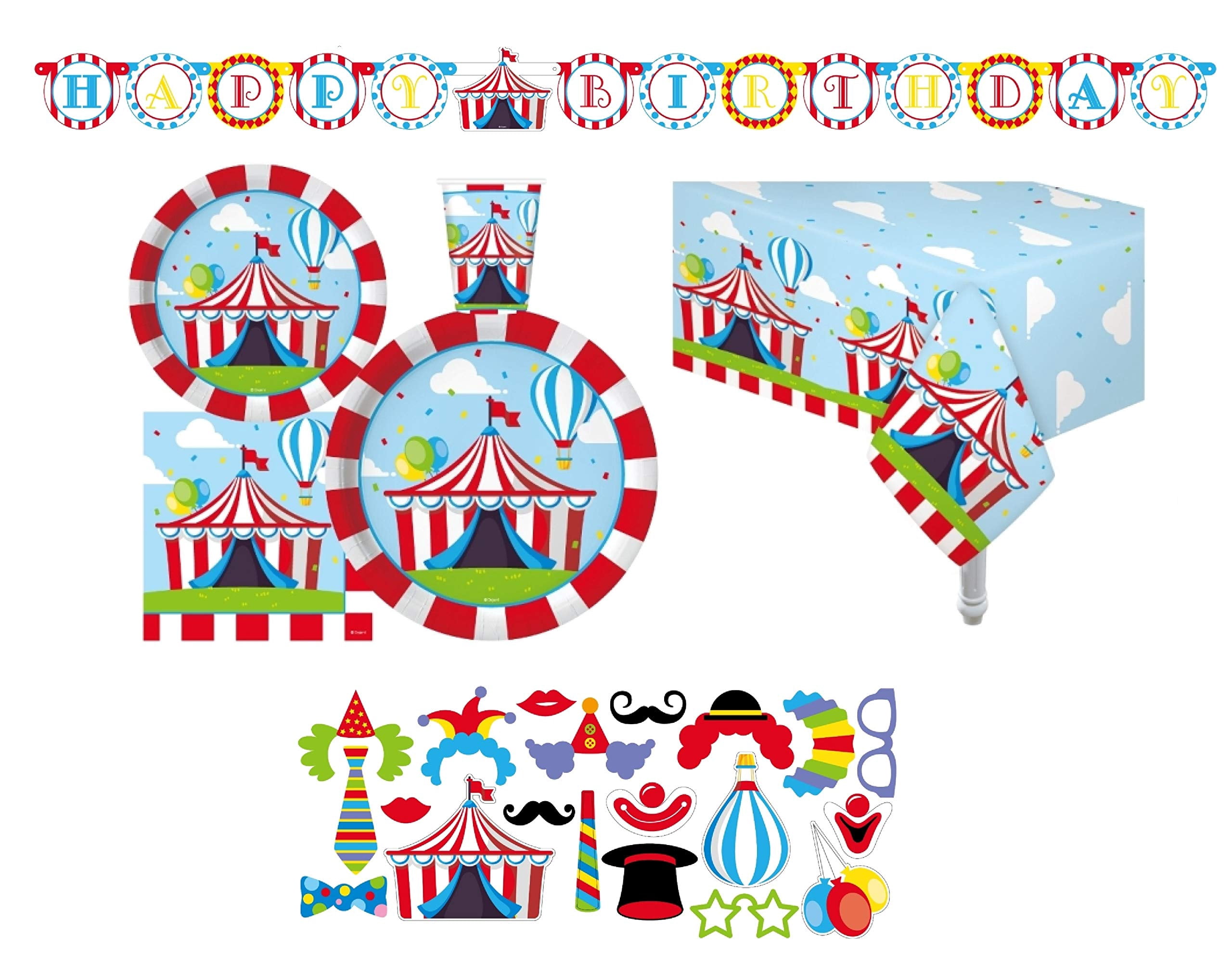 Oojami 30 Guest Circus KEF16 Theme Party Supplies Pack - 9" Dinner ...