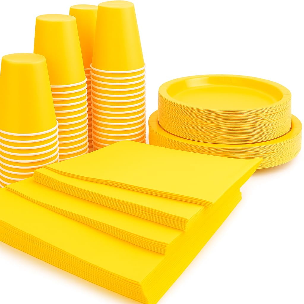 Oojami Yellow Disposable Party Supplies Set AFN1for 50 Guests ...