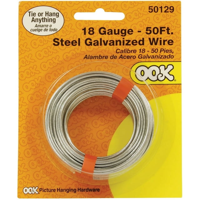 Ook Picture Hanging Wire, Steel Galvanized Wire, 18 Gauge, 50 ft ...