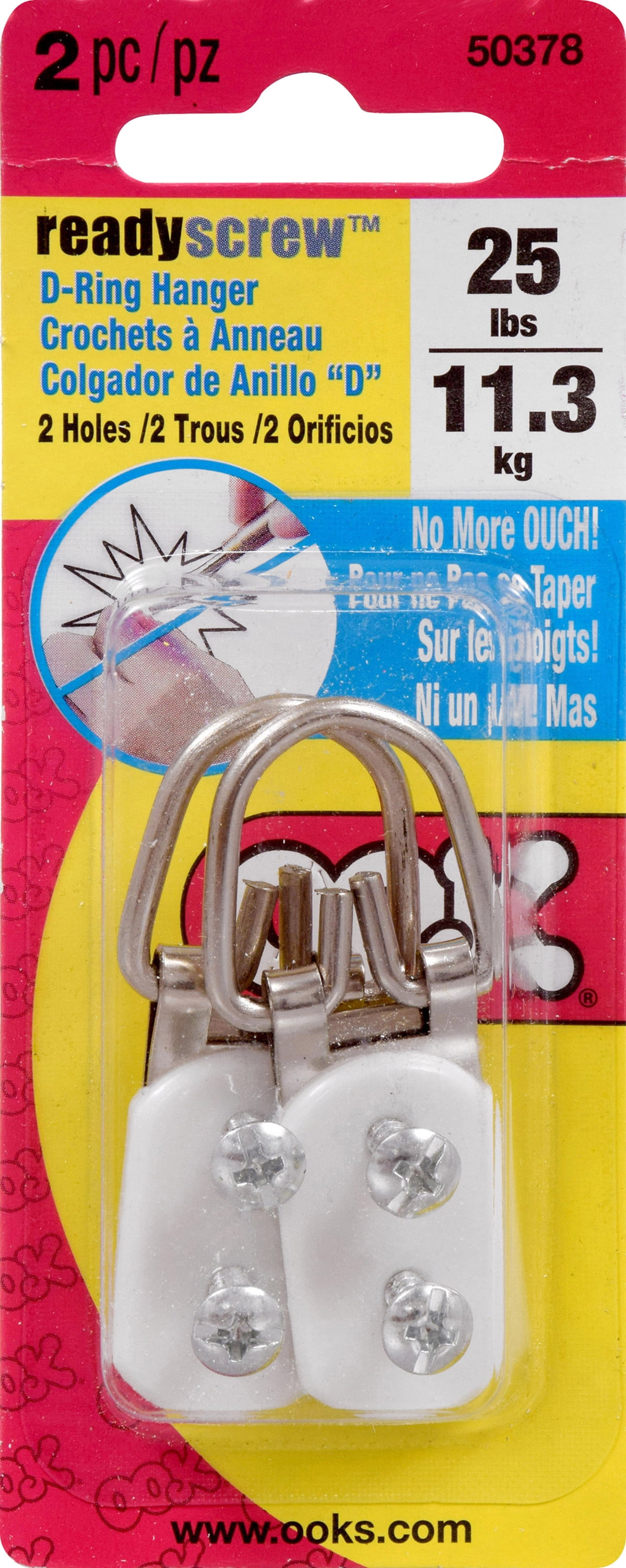 Ook ReadyScrew D-Ring Hangers, 2-Hole, 2/Pkg. - Walmart.com