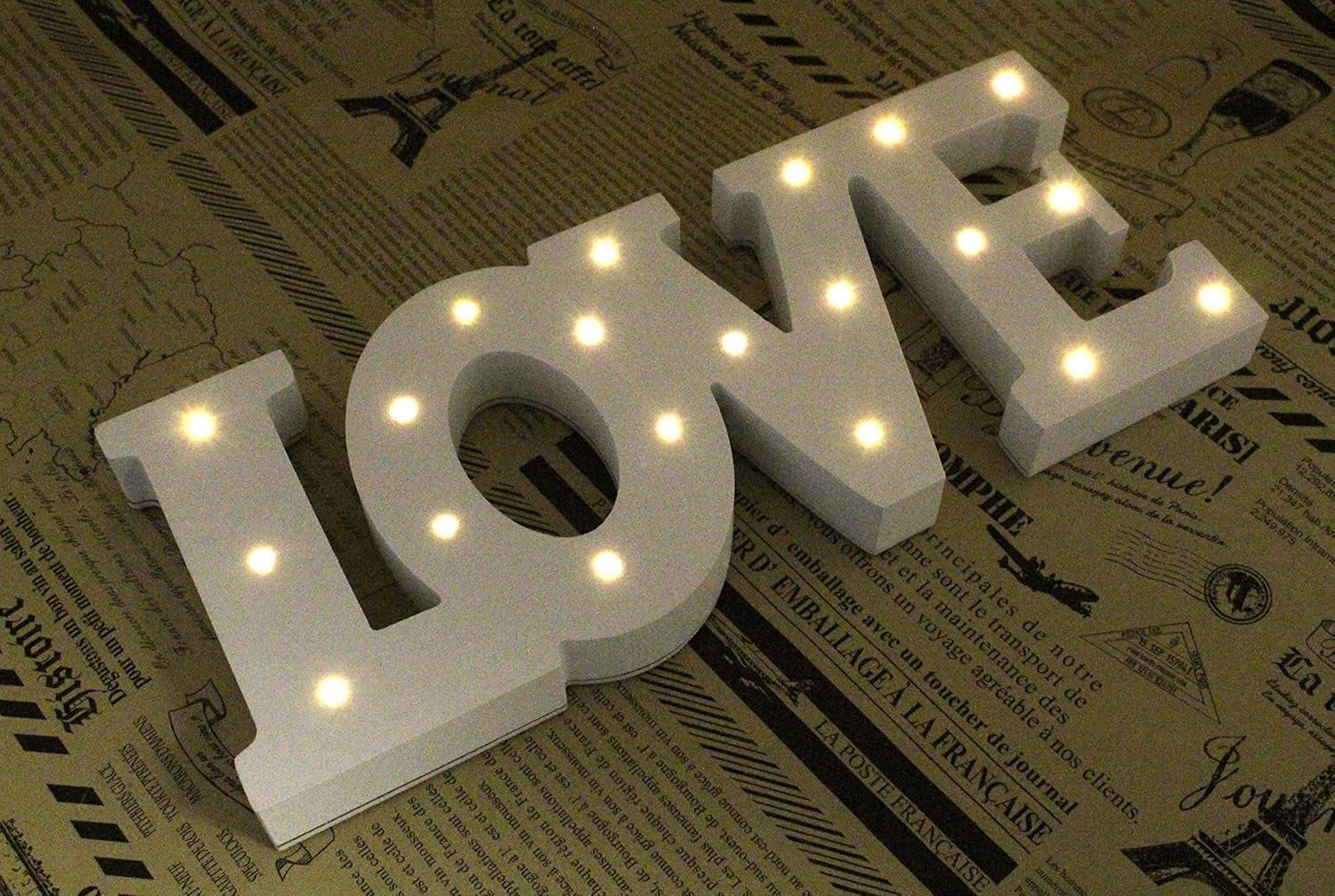 Ooki Wood MDF LED 14" x 5" Large Love Bedroom Decor Lights Marquee ...