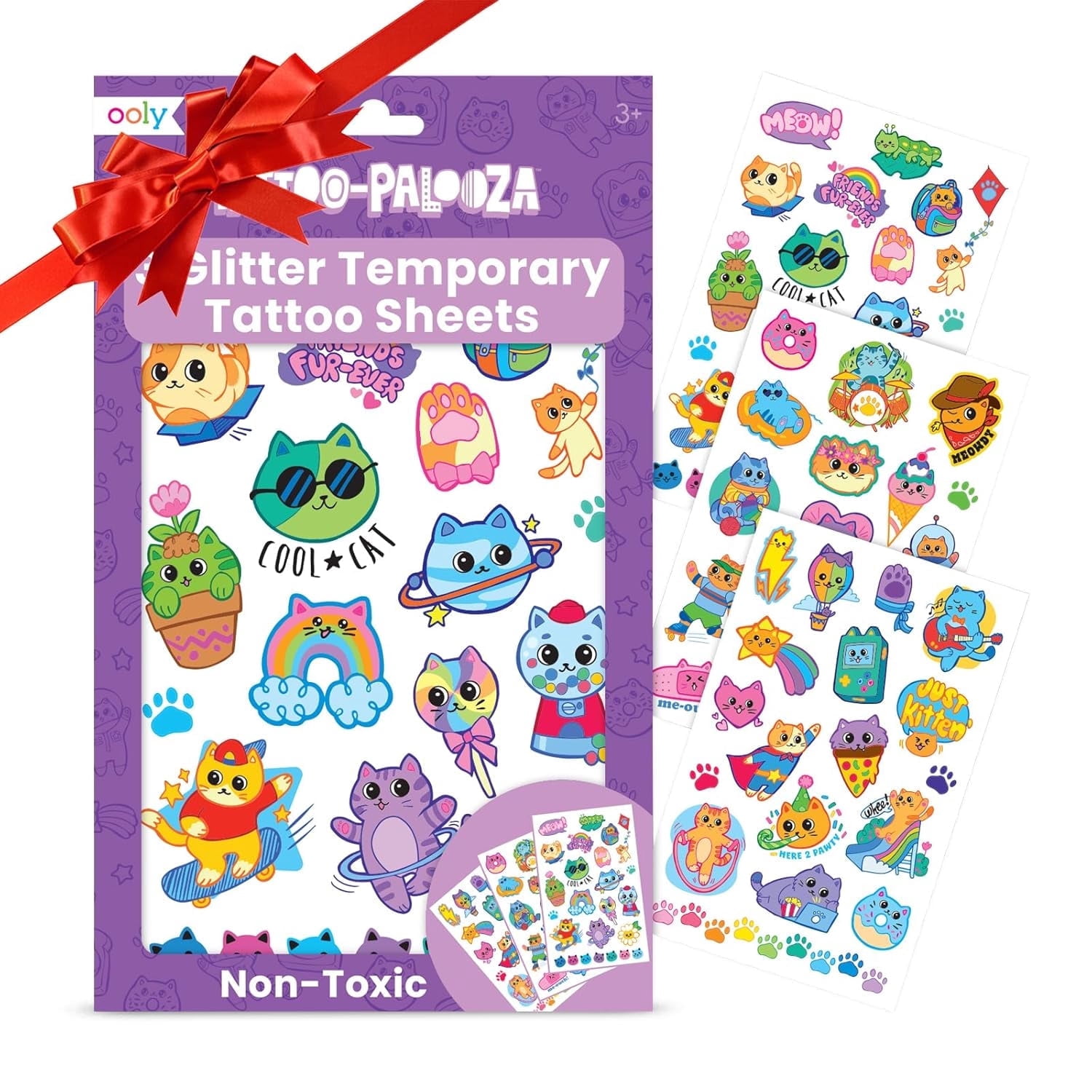Ooly 50 Glitter Temporary Tattoos For Kids, Safe & Non-Toxic [Colorful ...