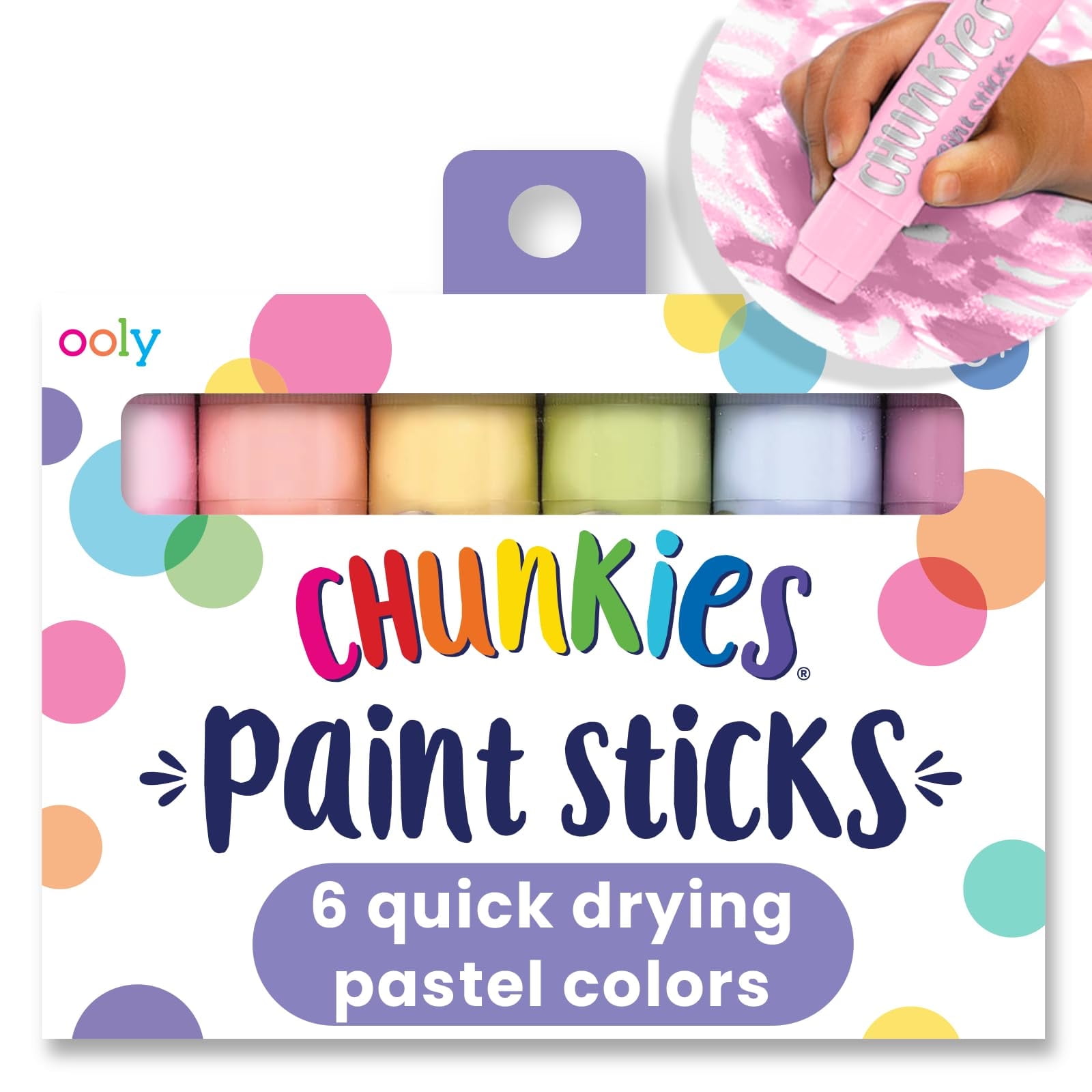 Ooly Chunkies 6 Pastel Paint Sticks, Mess Free Art Supplies for ...