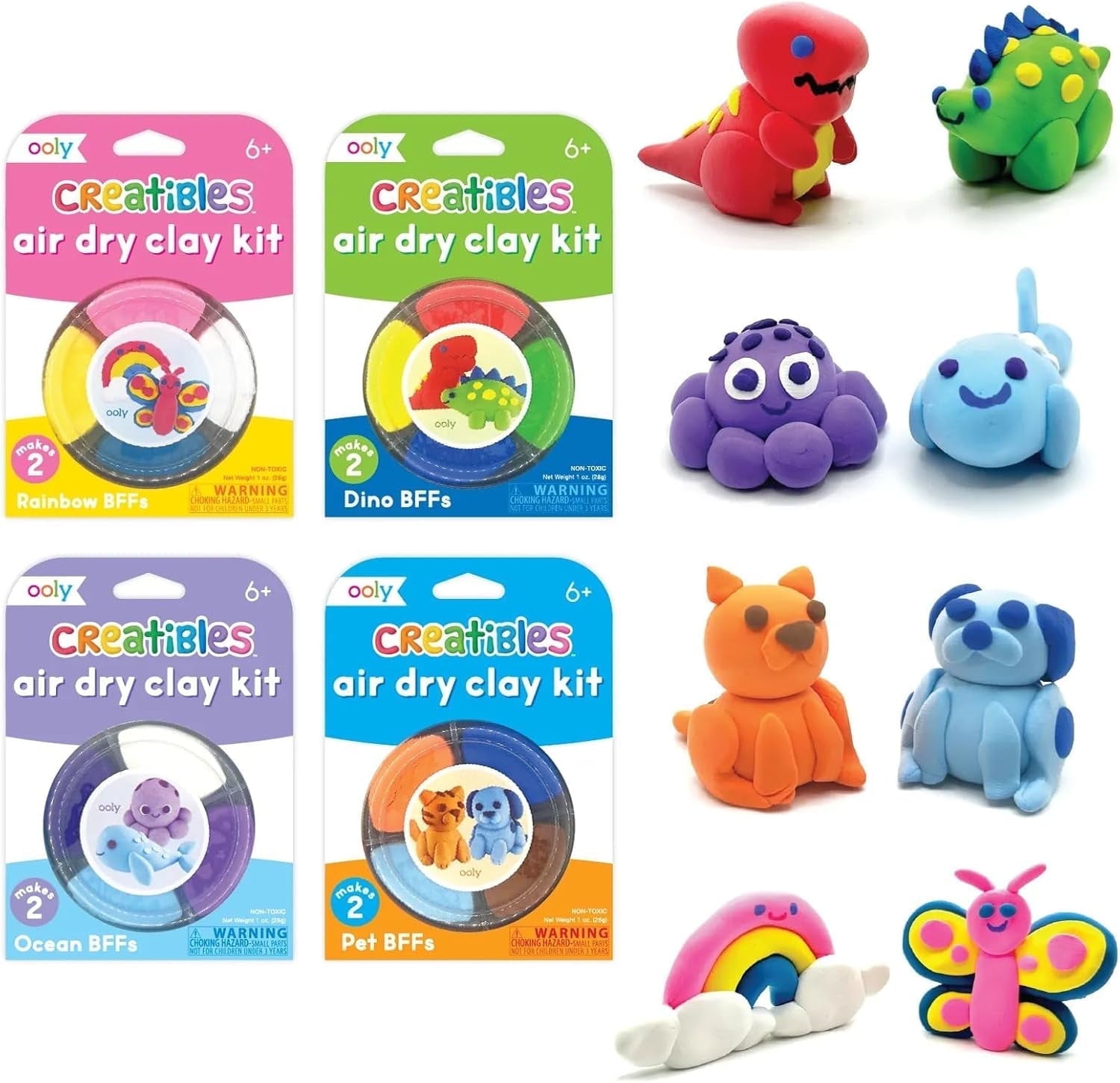 Ooly Creatibles Air Dry Clay Kit for Kids, 16 Color Modeling Clay ...