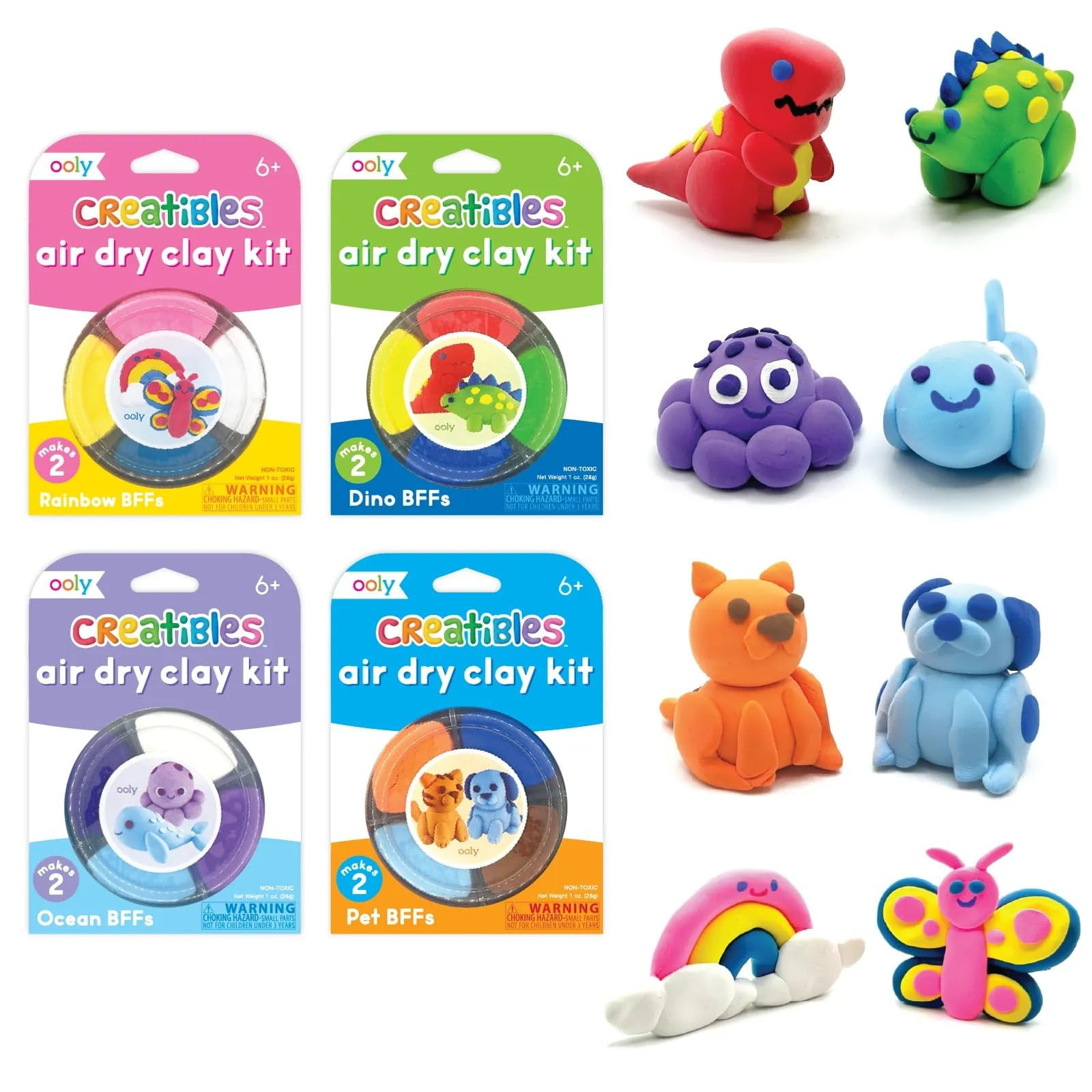 Ooly Creatibles Air Dry Clay Kit for Kids, 16 Color Modeling Clay ...