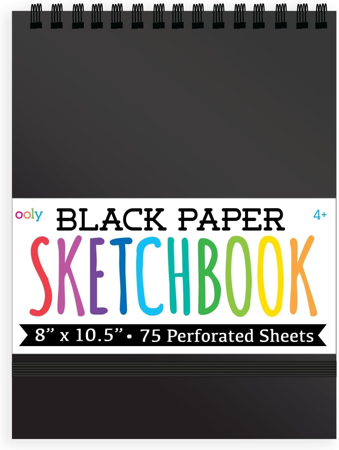 Ooly DIY Cover Large Sketchbook 8x10.5 Inches, Black Paper Drawing Book ...